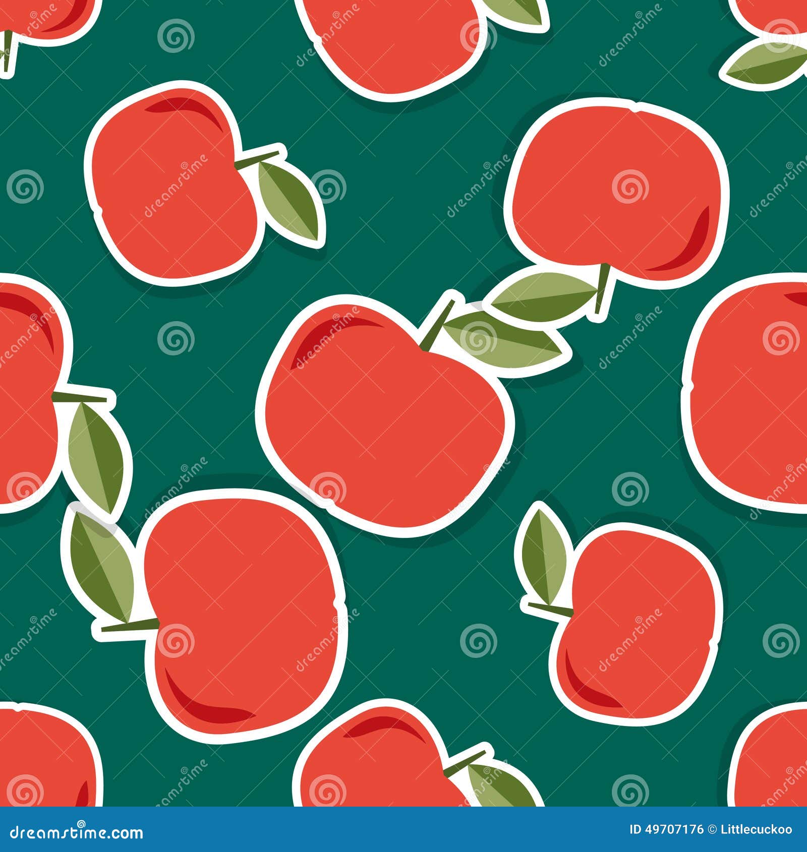 Apple Pattern. Seamless Texture with Ripe Red Apples Stock Vector ...