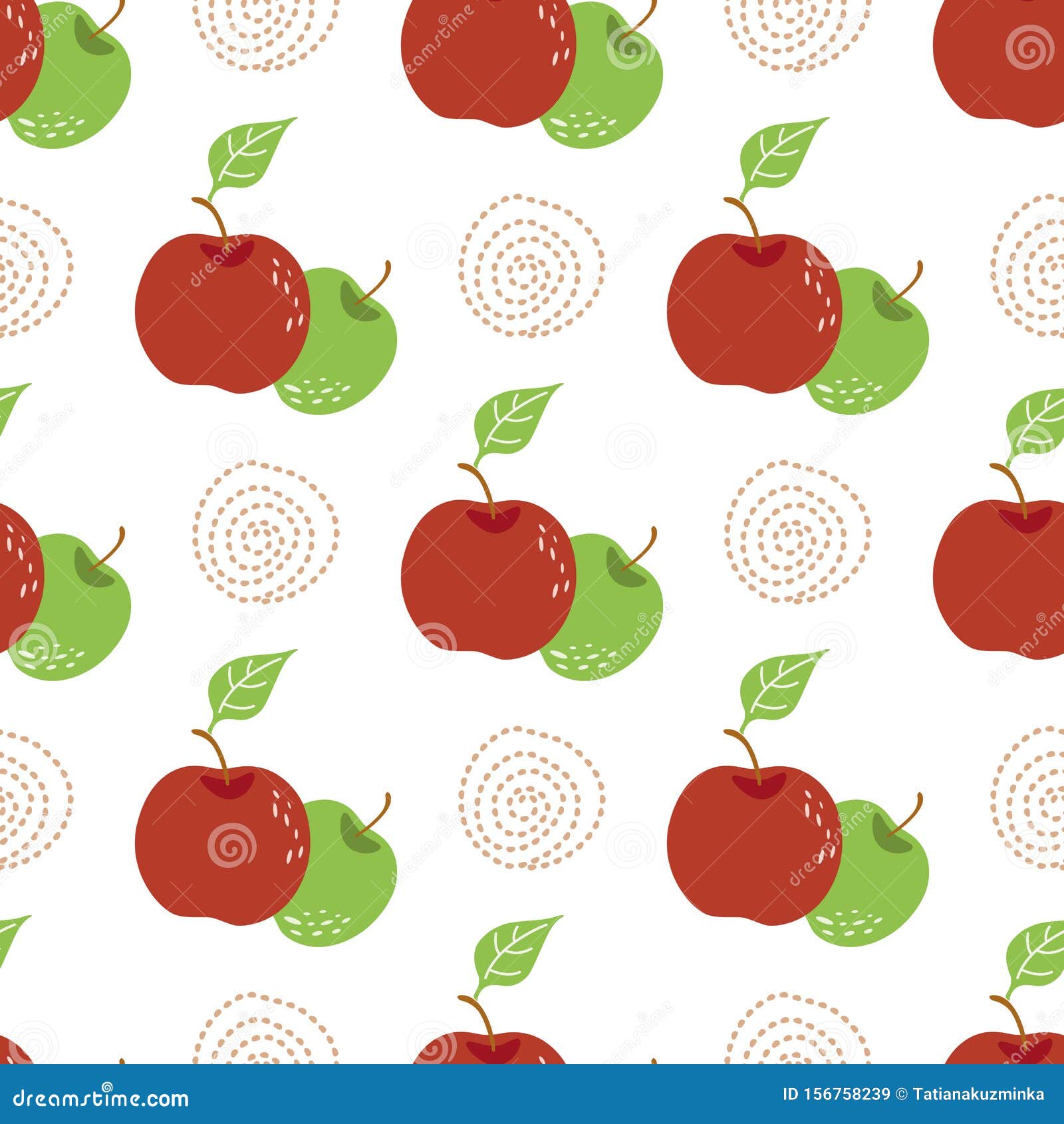 Apple Pattern Vintage Seamless Repeating Pattern with Mix Apples in ...