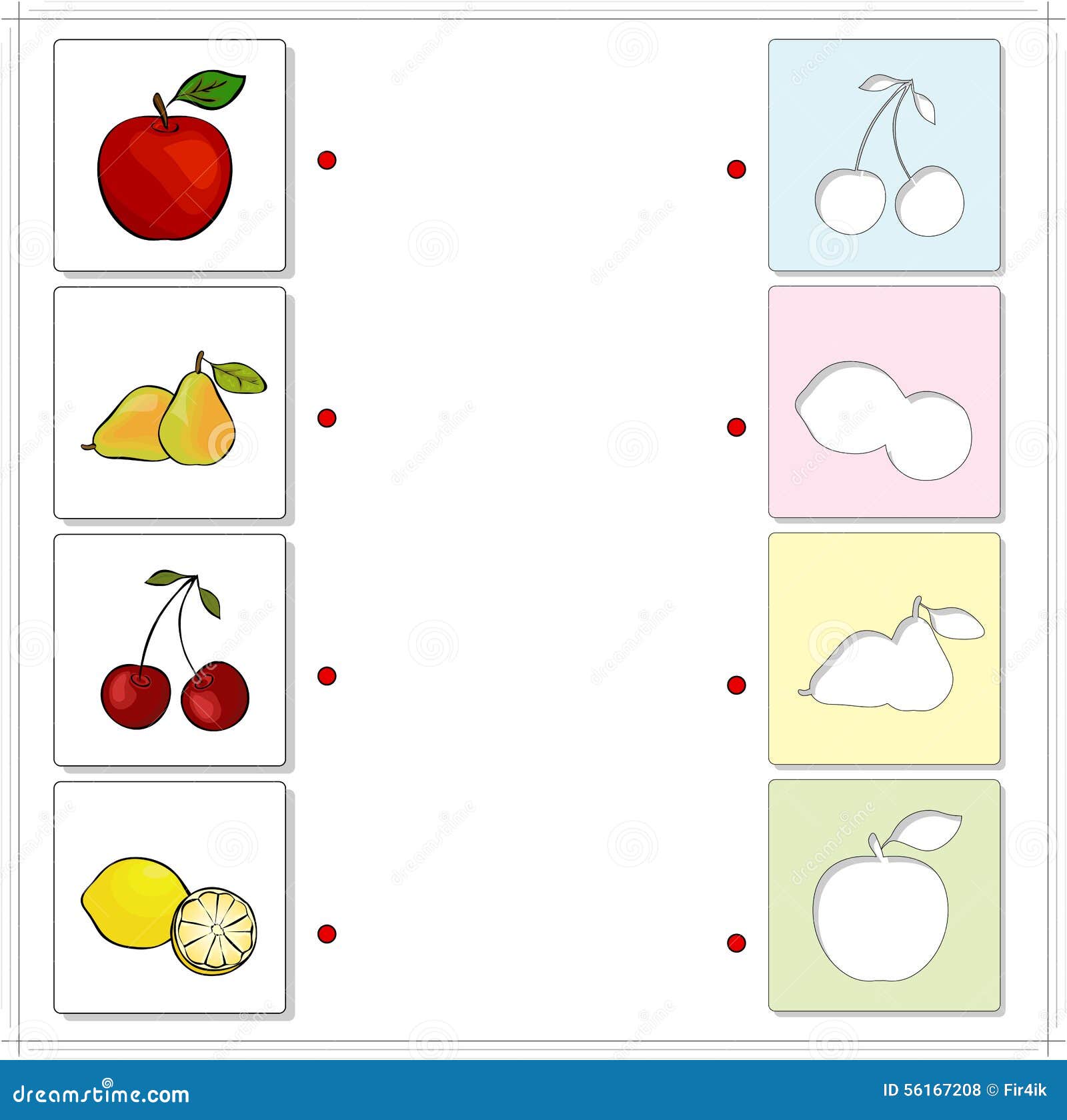 Apple, Pear, Cherry and Lemon. Educational Game for Kids Stock Vector ...