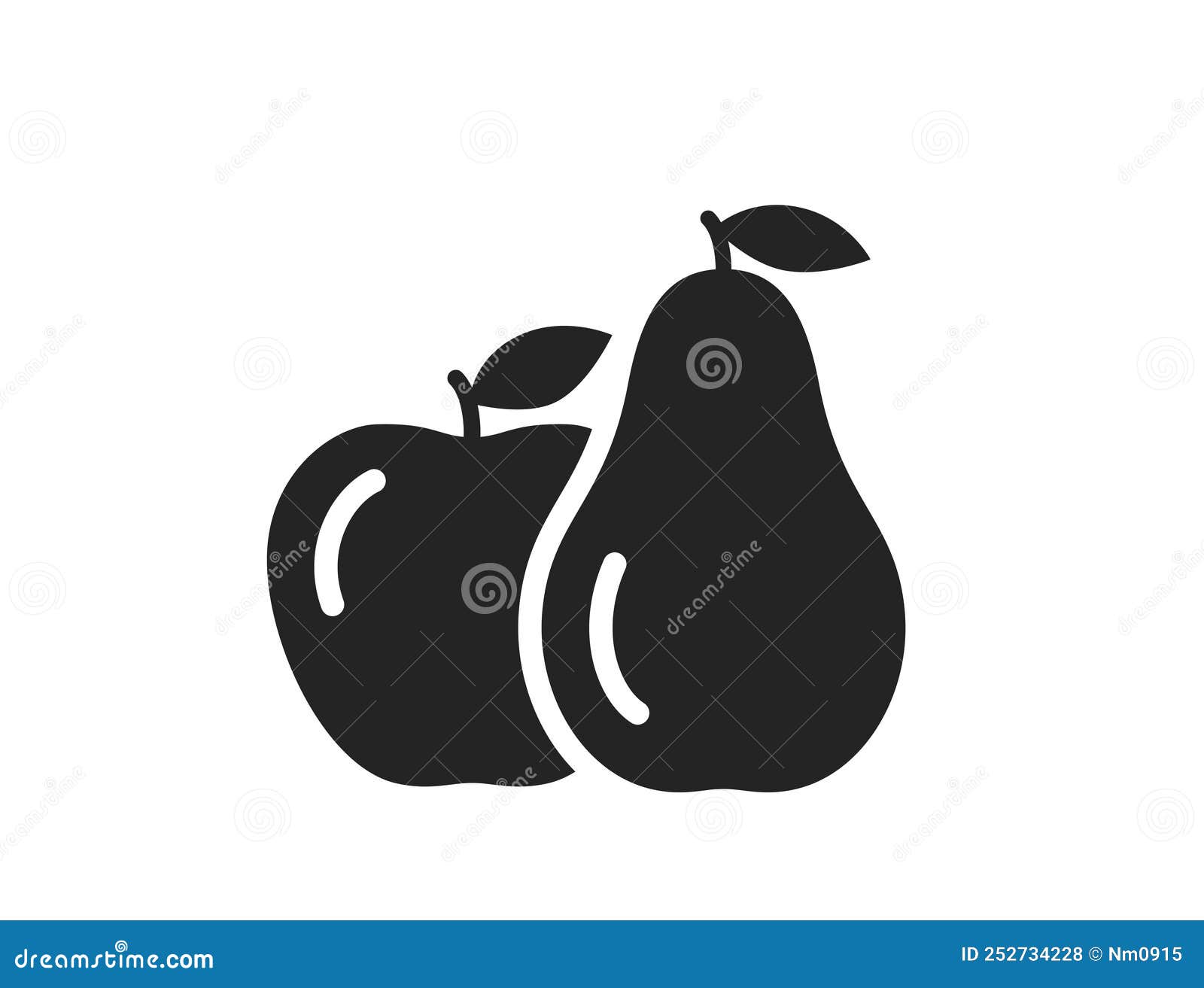 Apple and Pear Icon. Fruit Harvest Symbol Stock Vector - Illustration ...