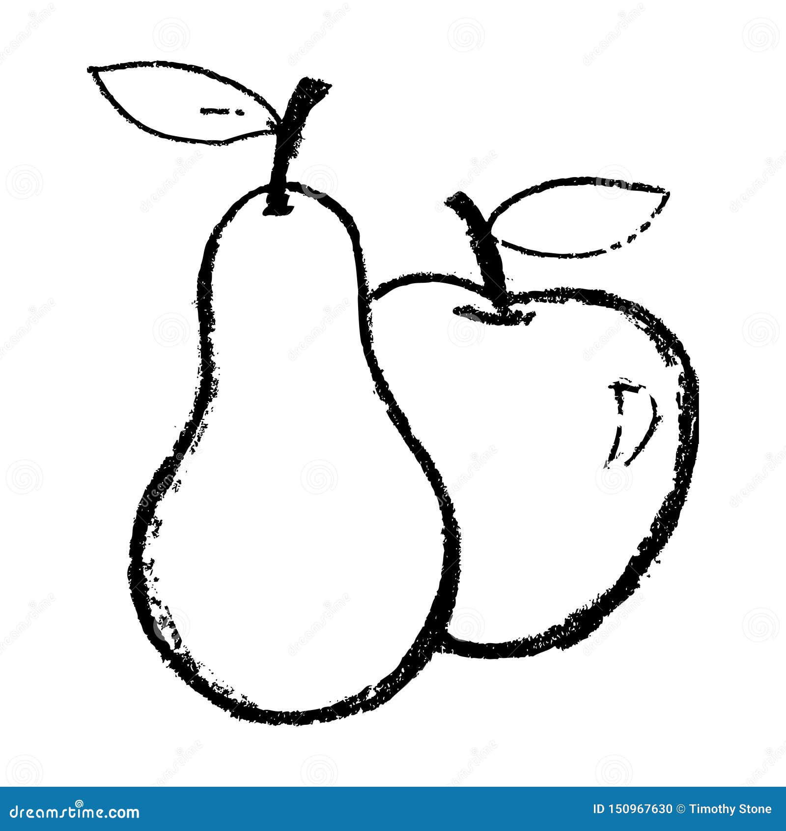 Apple and Pear Illustration in Hand Drawn Sketch Style Stock Vector ...
