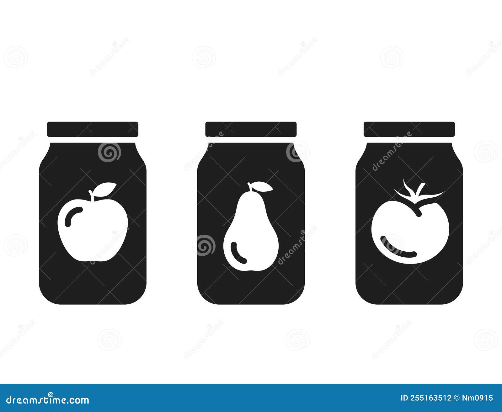 Apple and Pear Jam, Tomato Paste Icon. Jar, Fruit and Vegetable ...