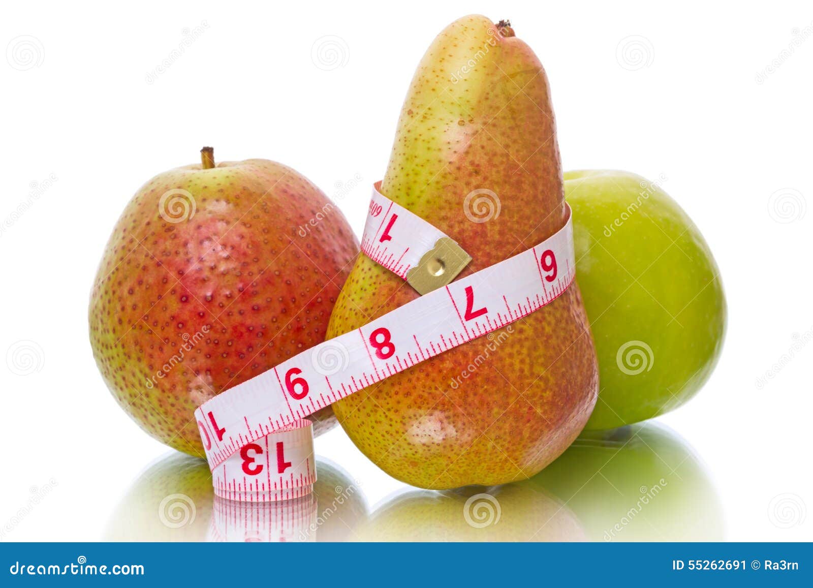 Apple and Pear with Measuring Tape Stock Image - Image of food, pear ...