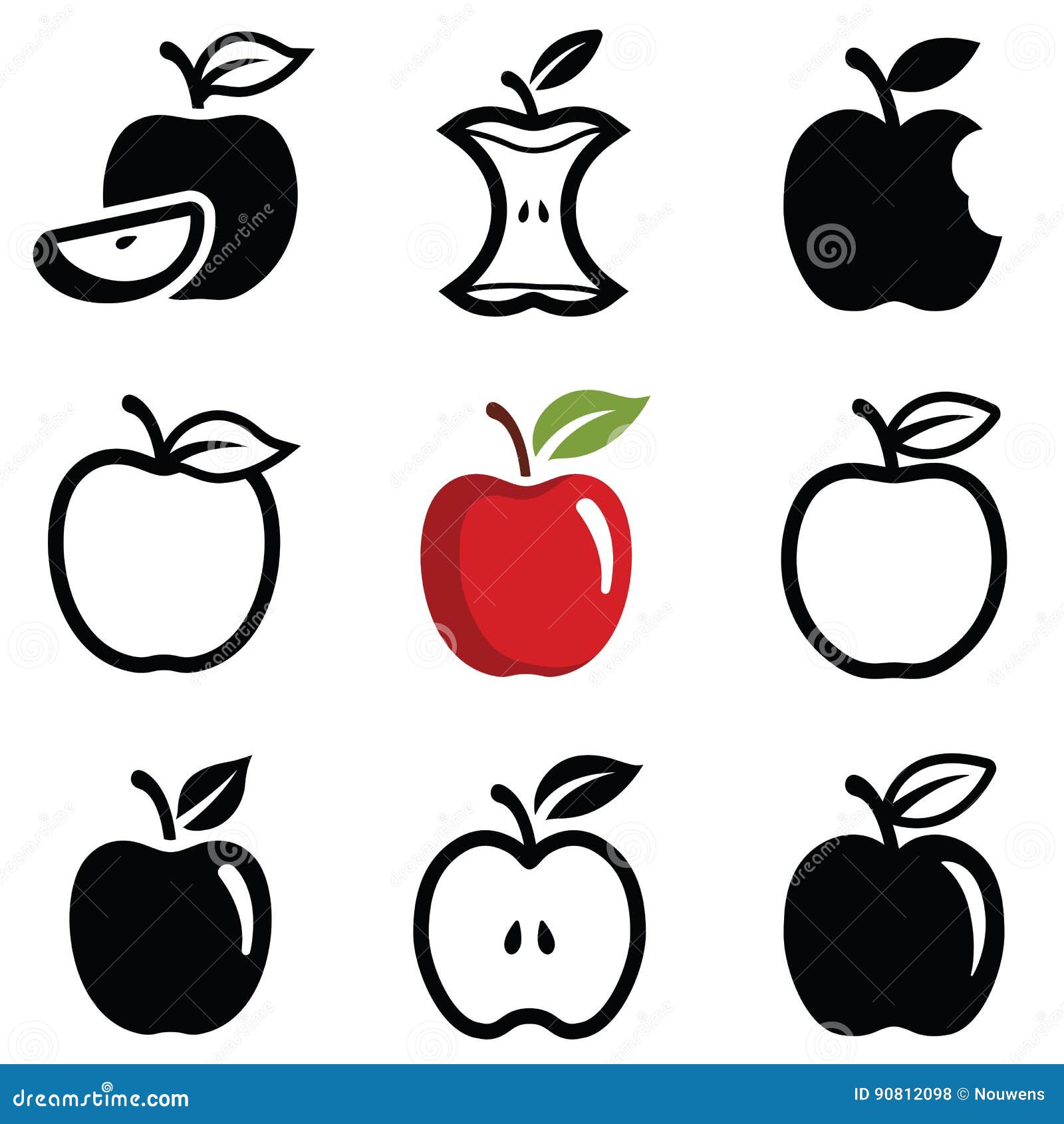 Apple-Pictogrammen vector illustratie. Illustration of ingrediënten ...
