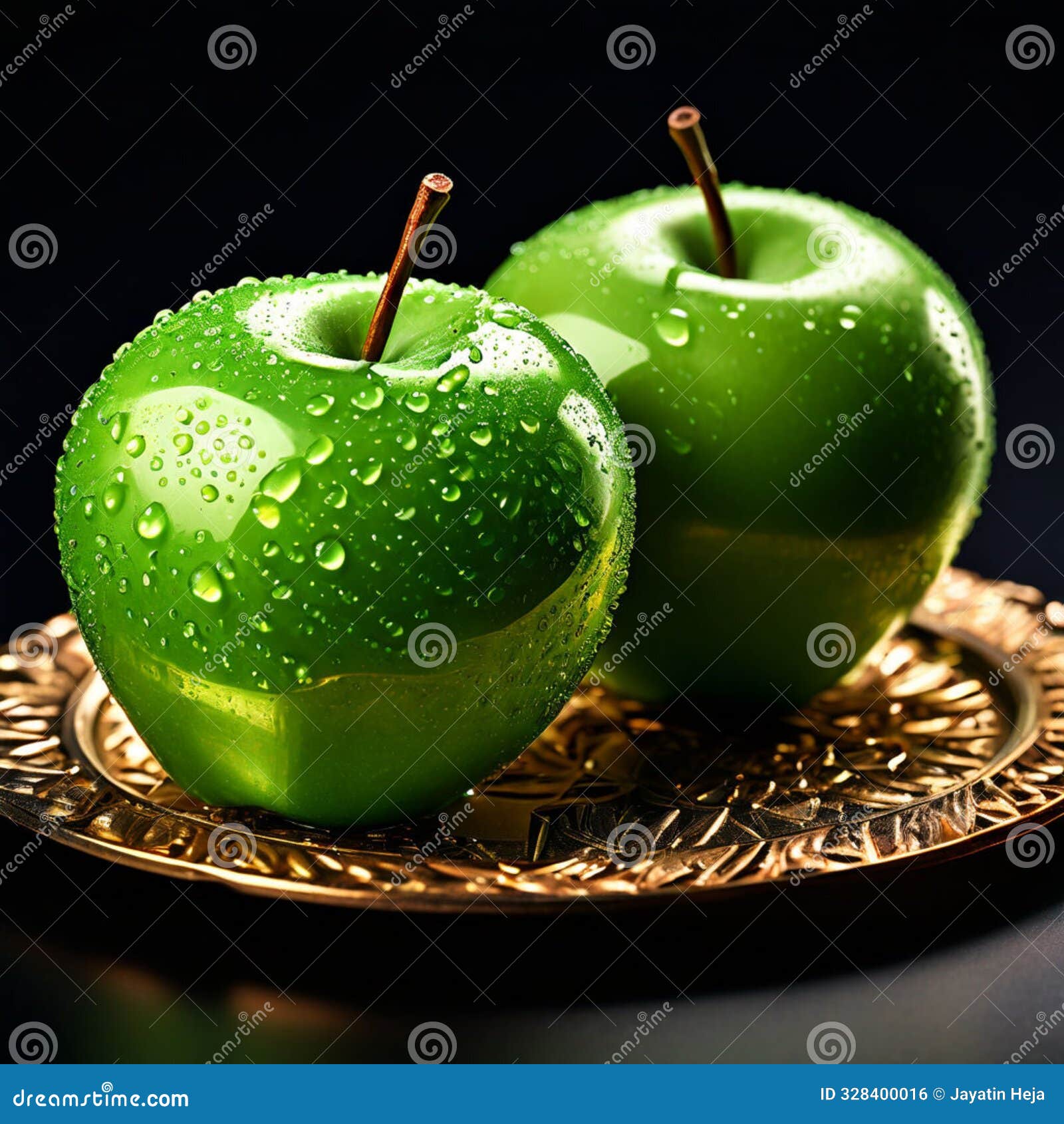 Apple Picture on a Plate by AI Generated Stock Illustration ...