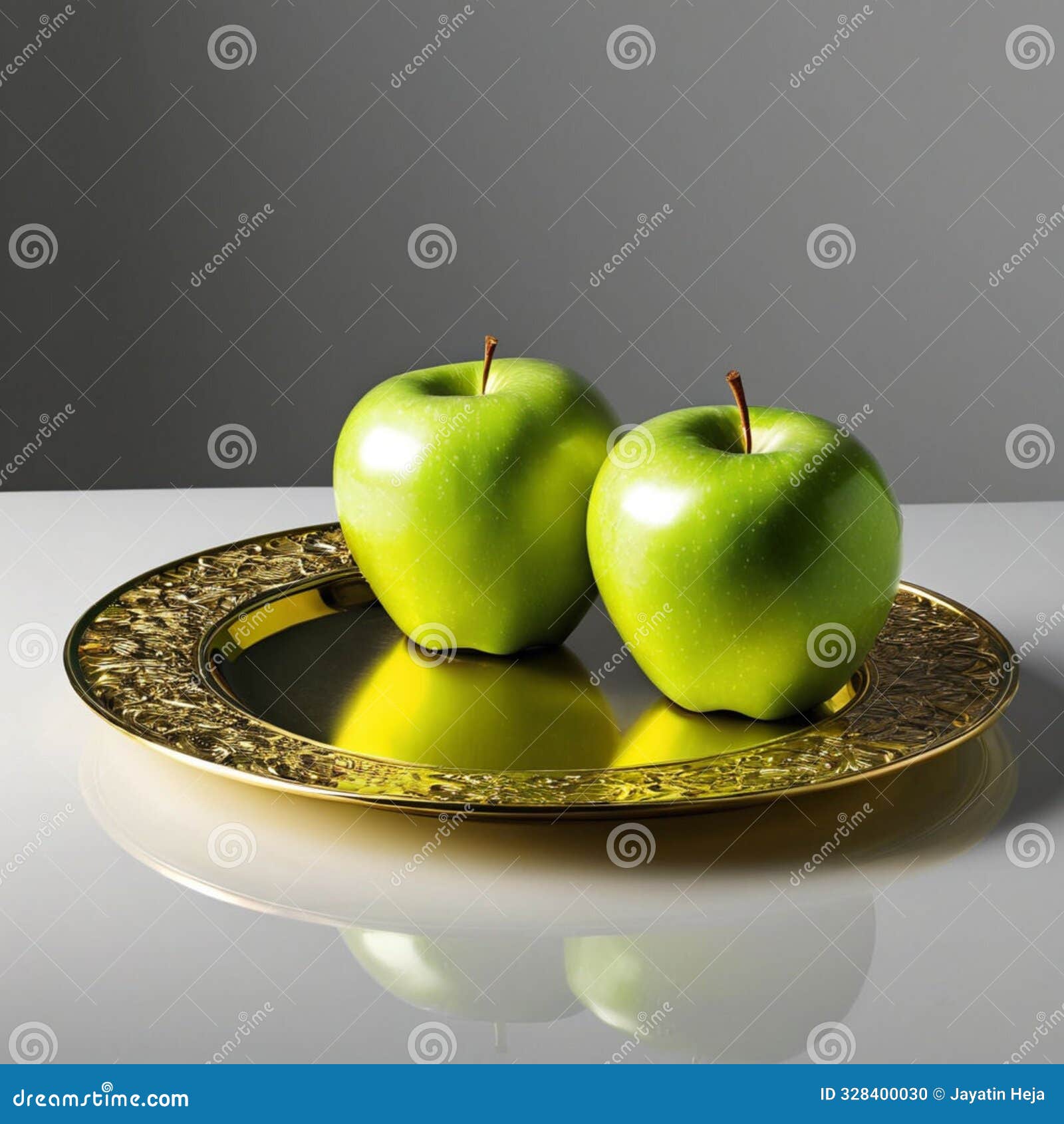 Apple Picture on a Plate by AI Generated Stock Illustration ...