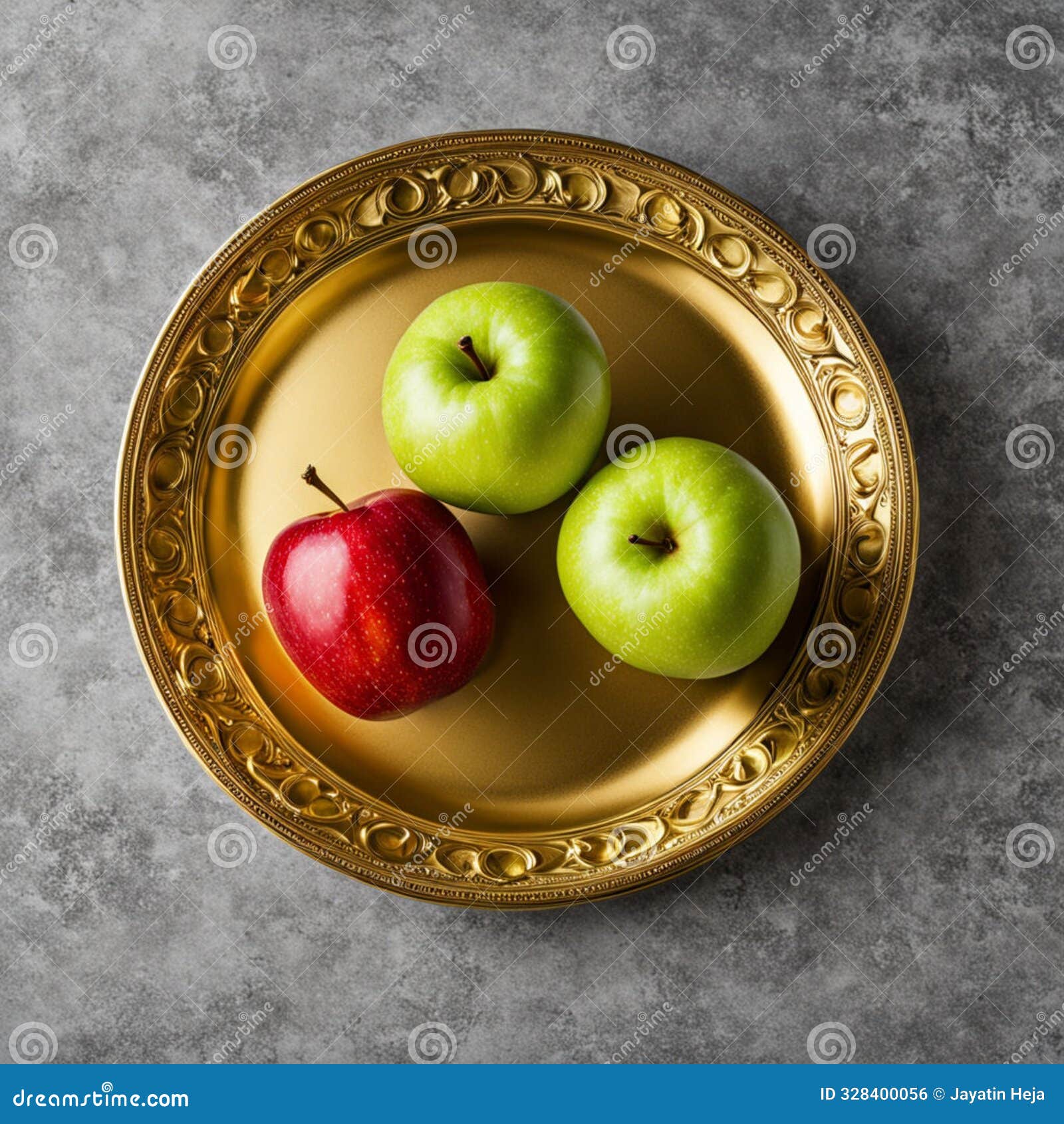 Apple Picture on a Plate by AI Generated Stock Illustration ...