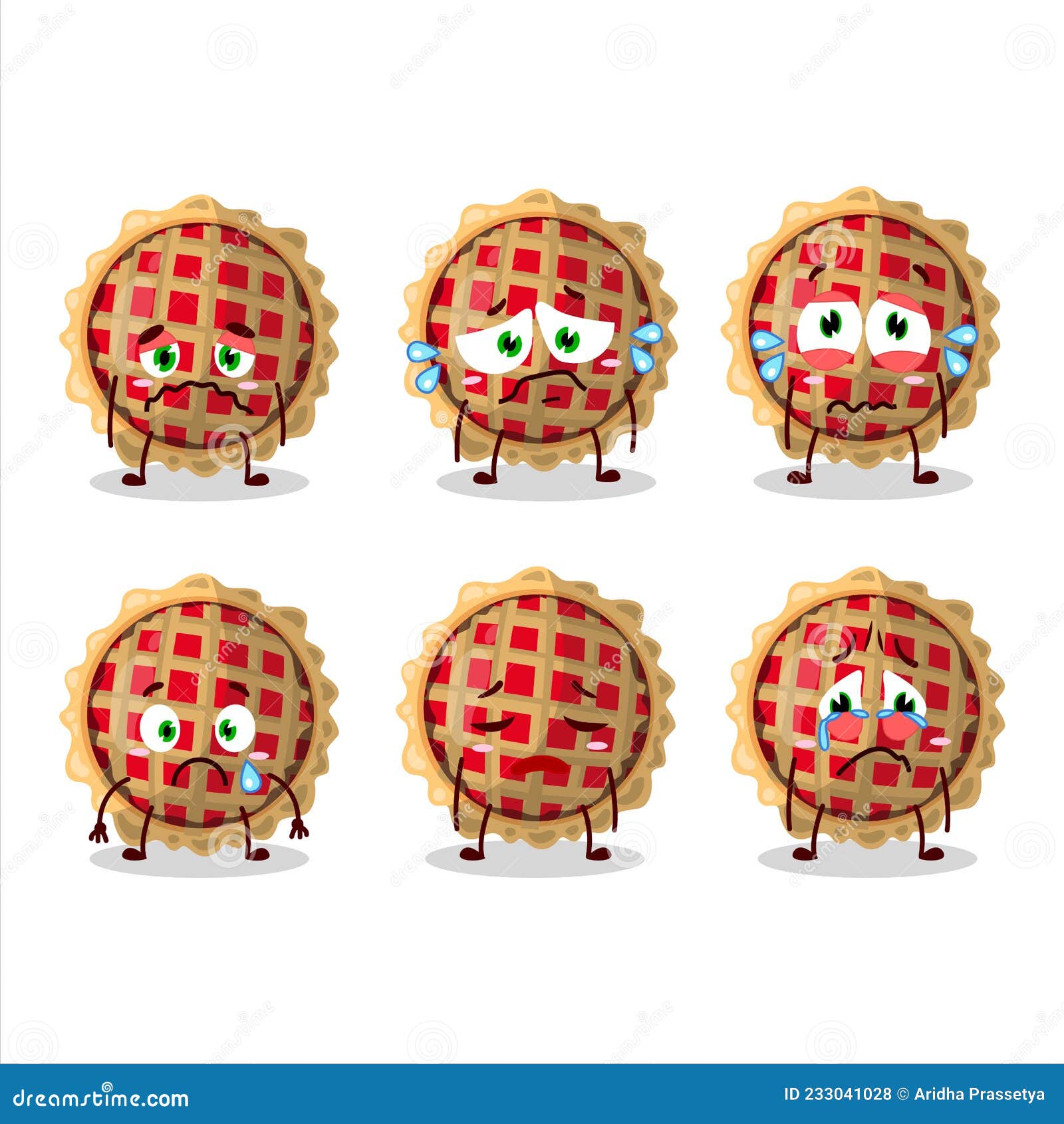 Apple Pie Cartoon Character with Sad Expression Stock Vector ...