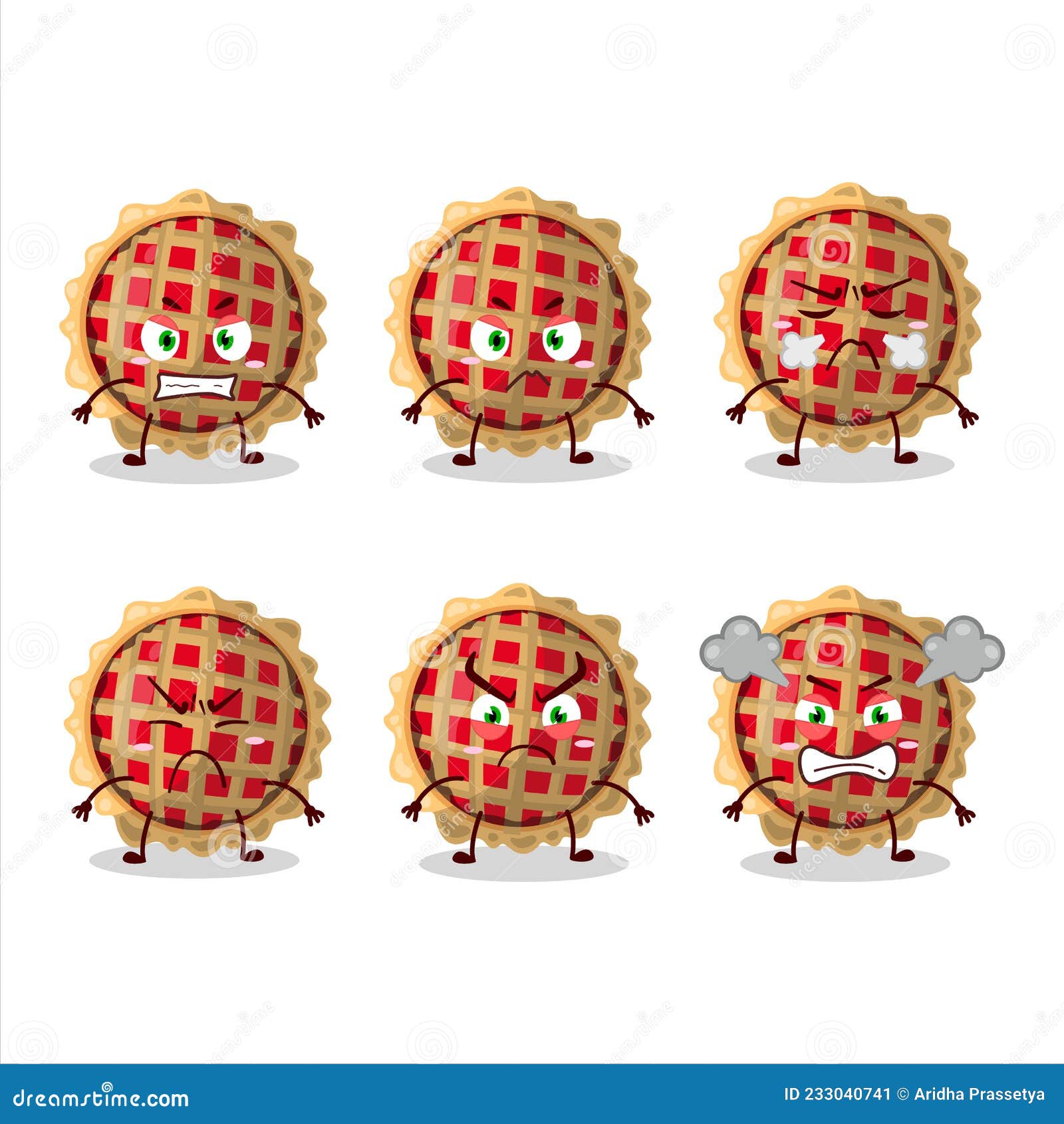Apple Pie Cartoon Character with Various Angry Expressions Stock ...