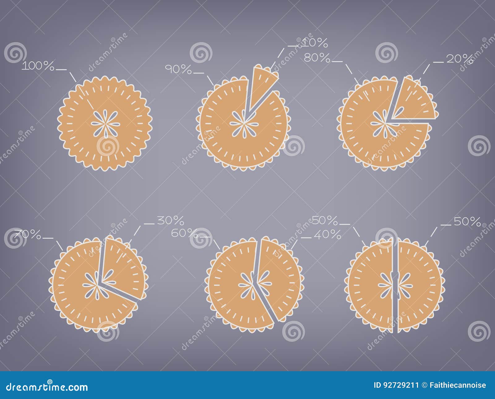 Apple Pie Chart Vector with Percentage Stock Vector - Illustration of ...