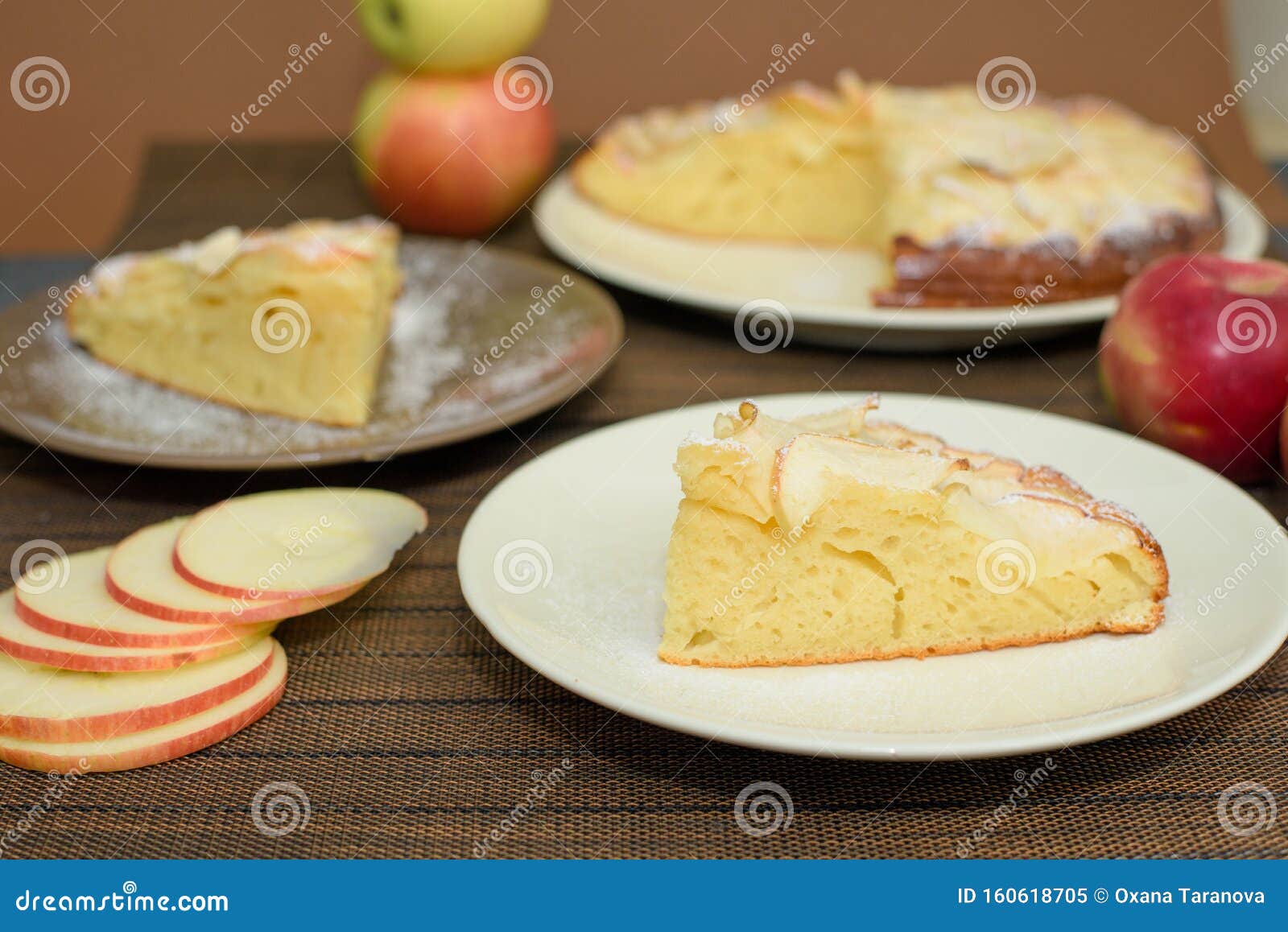 Apple pie cut into pieces stock image. Image of fruit - 160618705