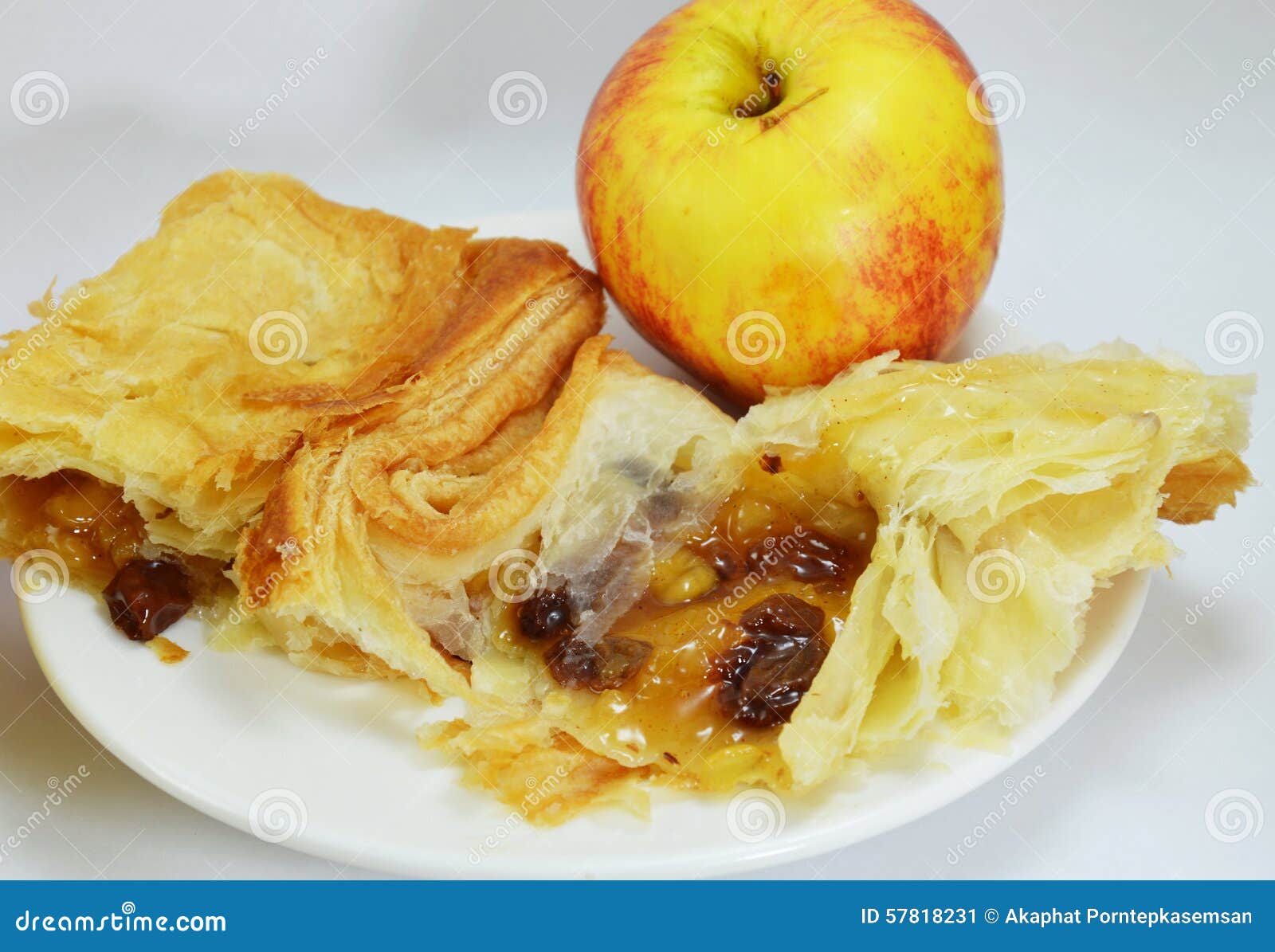 Apple Pie and Fresh Apple on Dish Stock Image - Image of healthy ...
