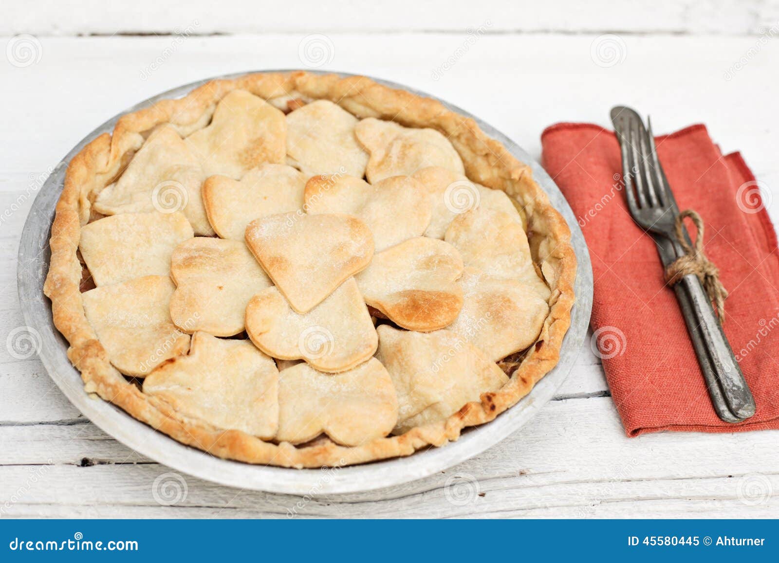 Apple Pie with Heart Shaped Crust Topping Stock Image - Image of ...