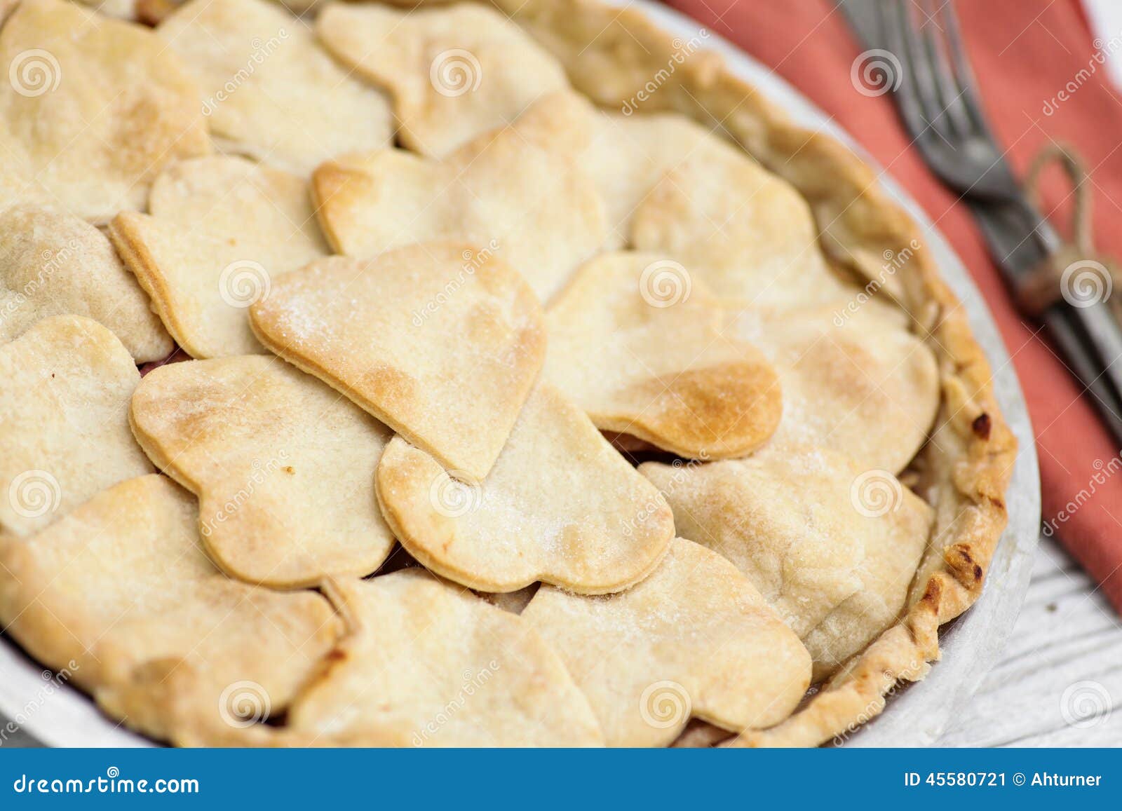 Apple Pie with Heart Shaped Crust Topping Stock Image - Image of cake ...