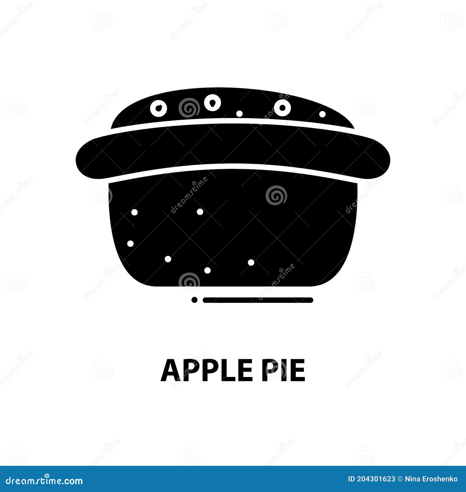 Apple Pie Icon, Black Vector Sign with Editable Strokes, Concept ...