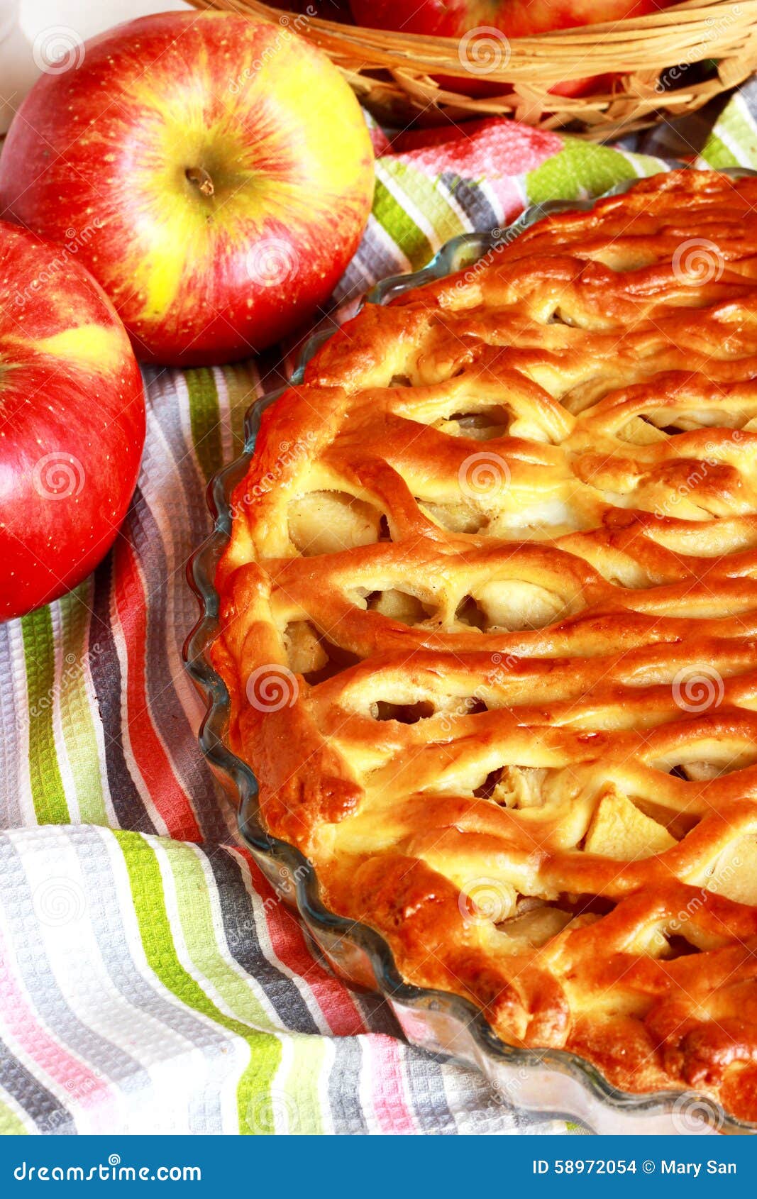 Apple pie with lattice stock photo. Image of striped - 58972054