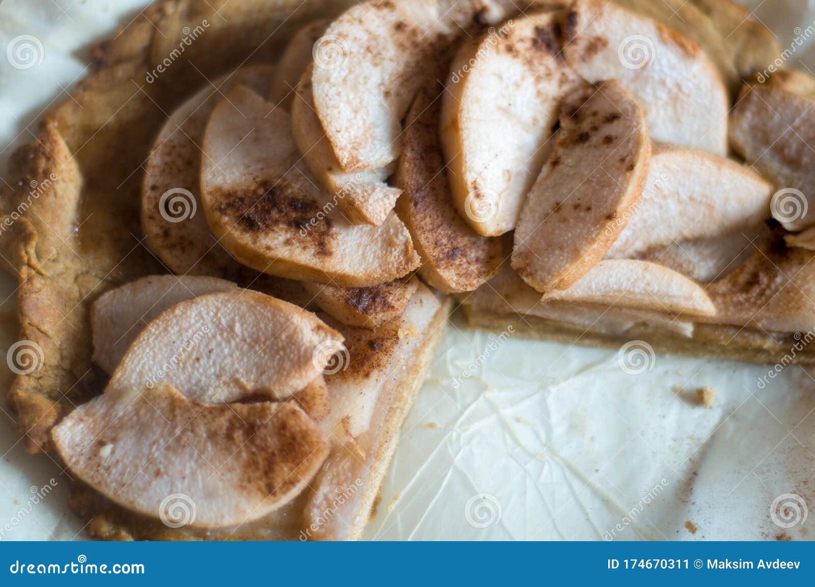 Apple pie on the plate. stock image. Image of natural - 174670311
