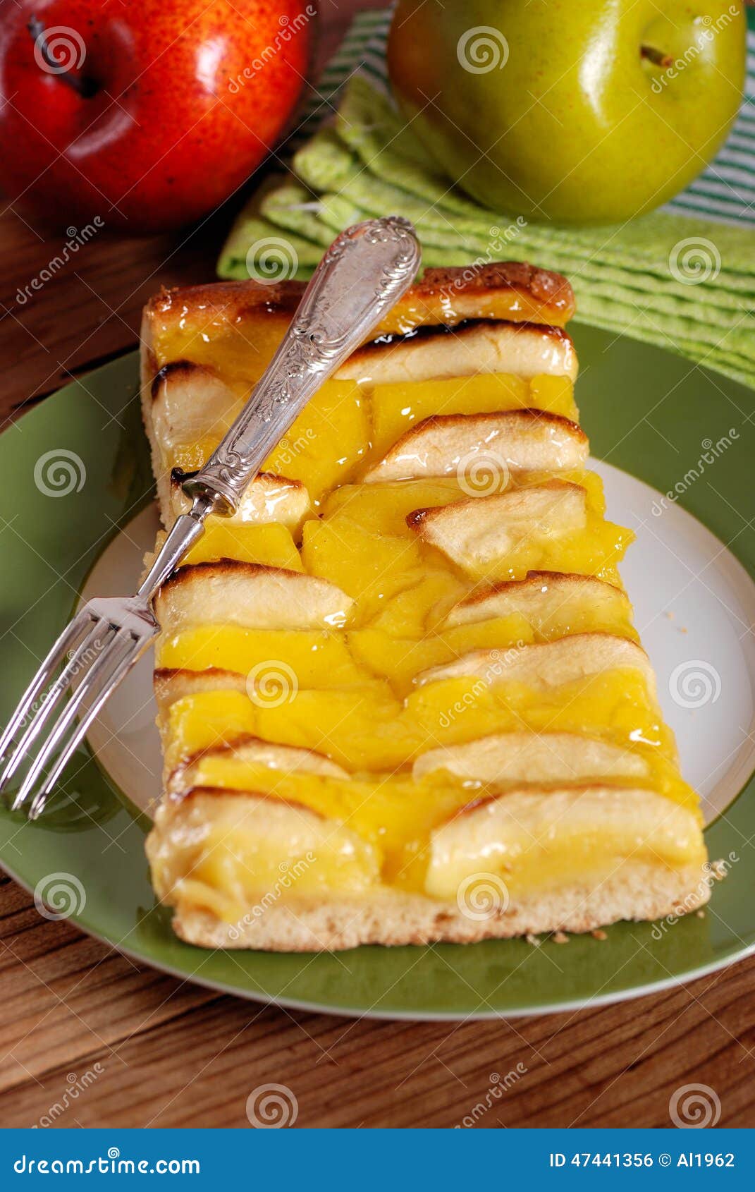 Apple pie on the plate stock photo. Image of breakfast - 47441356