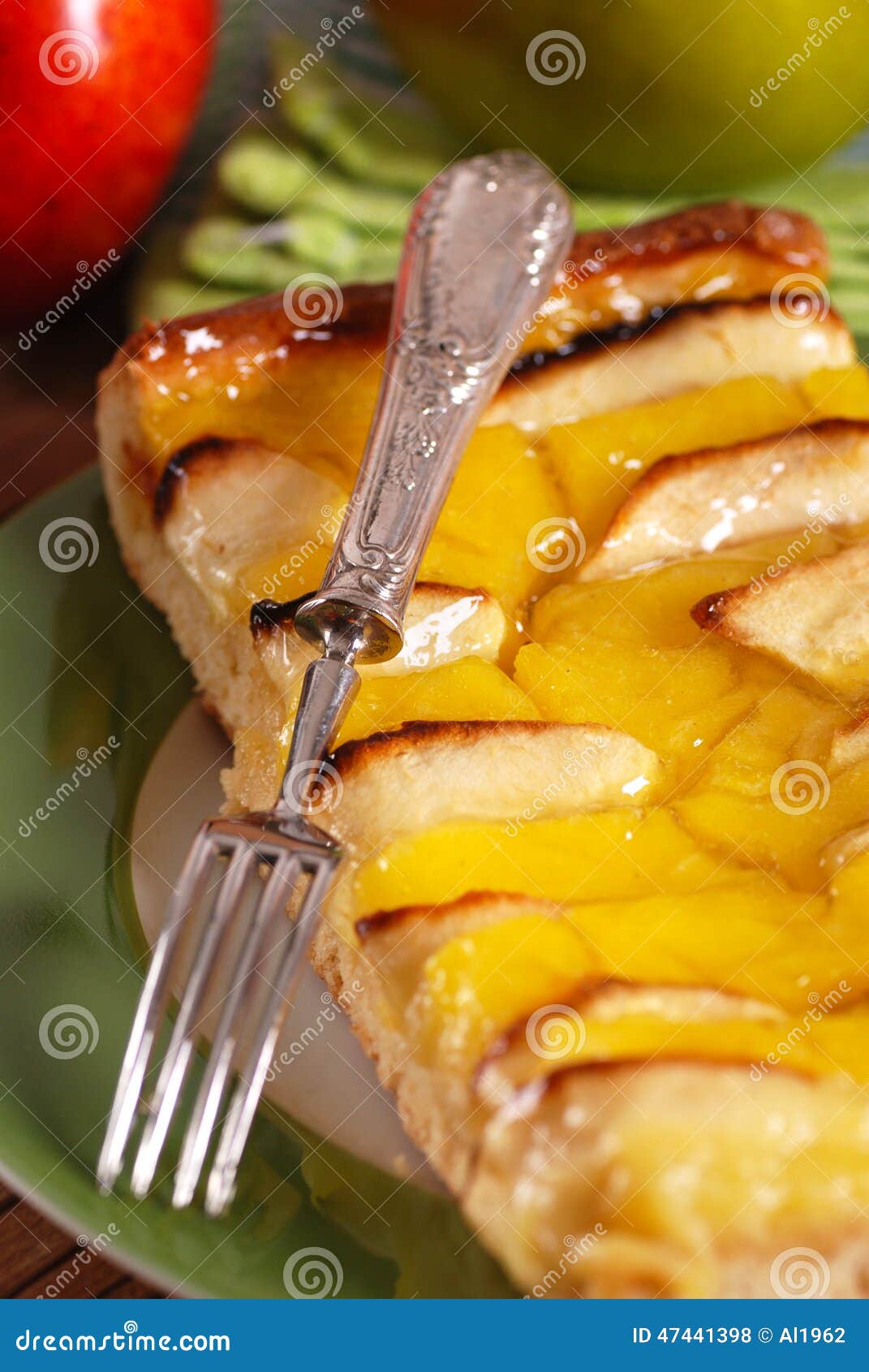 Apple pie on the plate stock photo. Image of taste, healthy - 47441398