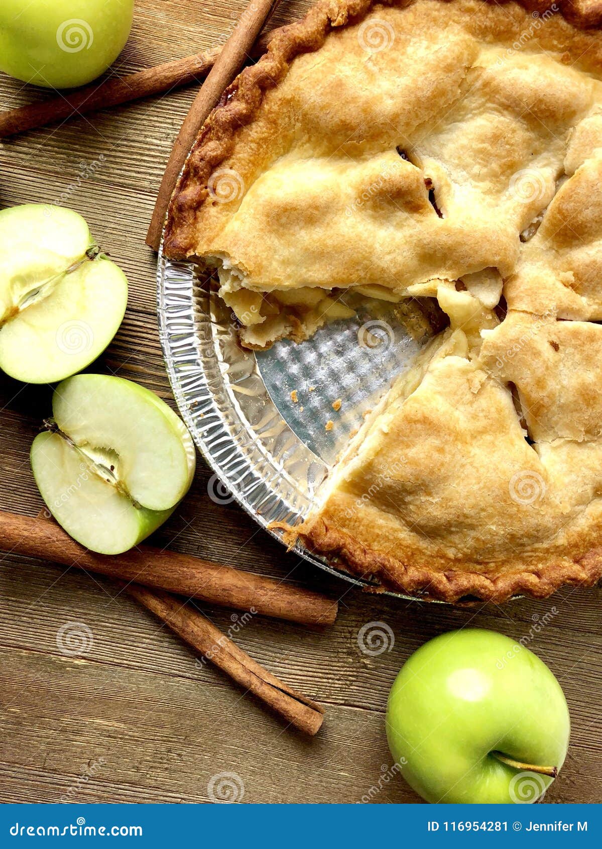 Apple Pie on a Rustic Wood Surface Stock Image - Image of natural ...