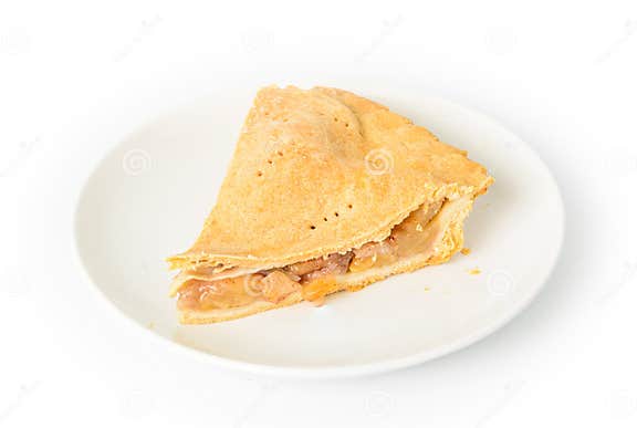 Apple Pie Slice White Plate Background Stock Image - Image of america ...