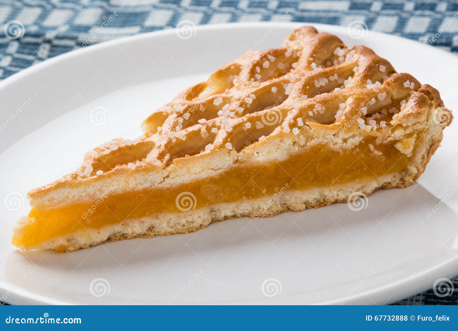 Apple Pie Slice on White Plate Stock Photo - Image of crust, sugary ...