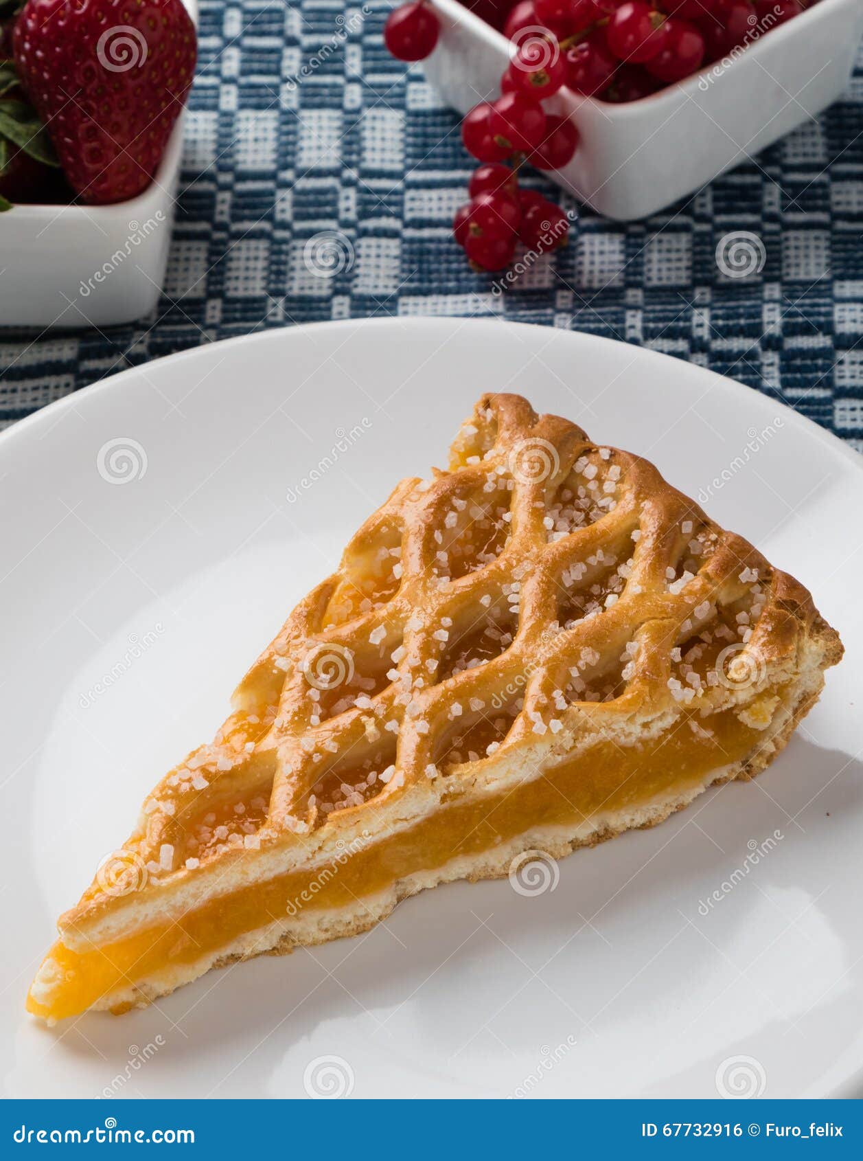 Apple Pie Slice on White Plate Stock Photo - Image of sweet, sugary ...