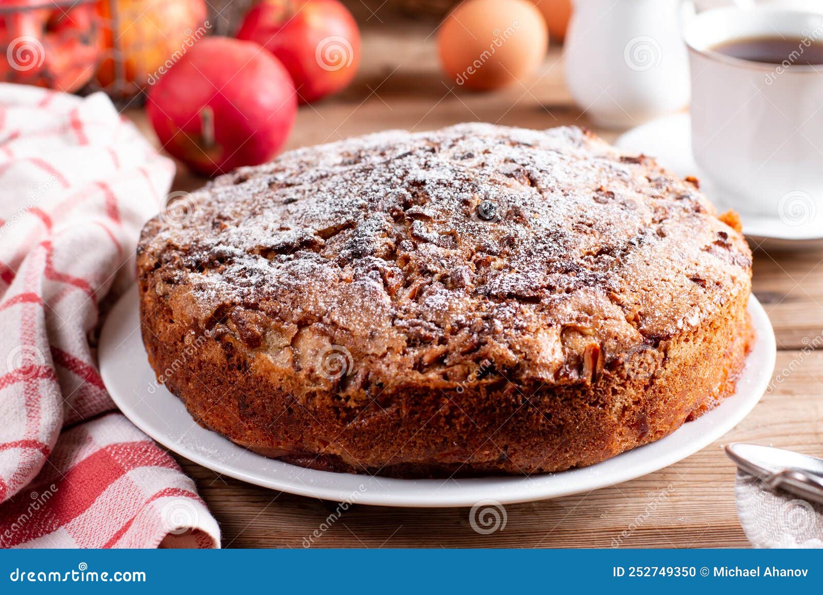 Apple Pie, Sponge Cake, Charlotte with Apples on a Table Stock Photo ...