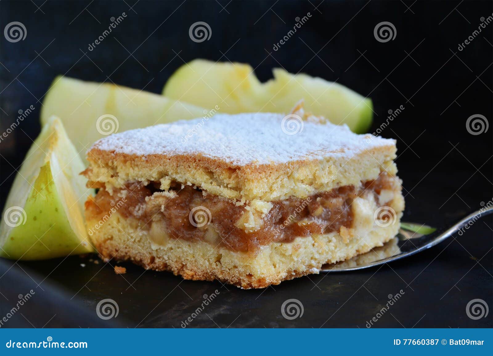 Apple Pie Square Bar with Cinnamon and Powered Sugar on Pie Server ...