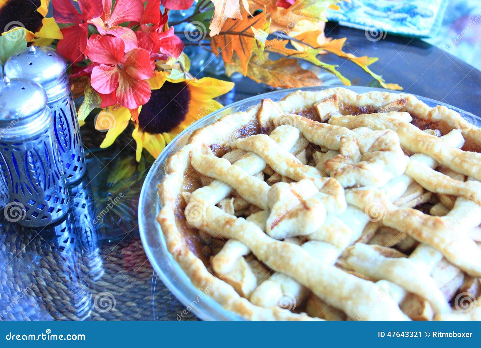 Apple Pie on a Table for Thanksgiving Stock Image - Image of bakery ...