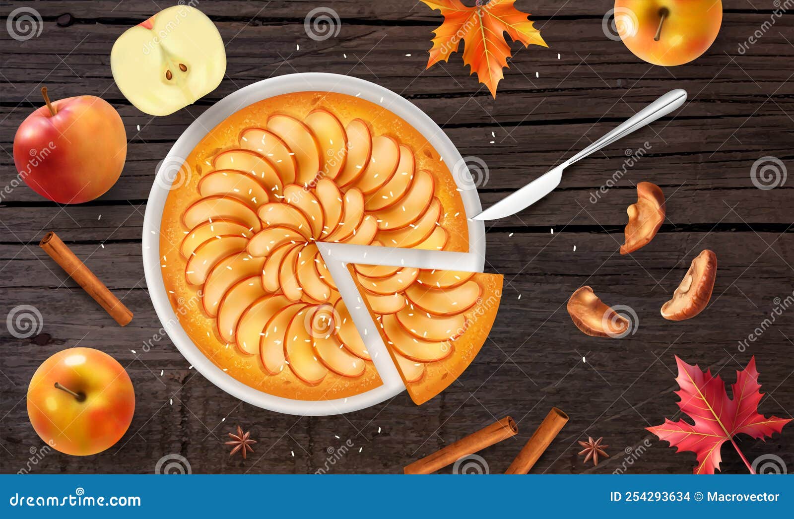 Apple Pie Top Composition stock vector. Illustration of menu - 254293634