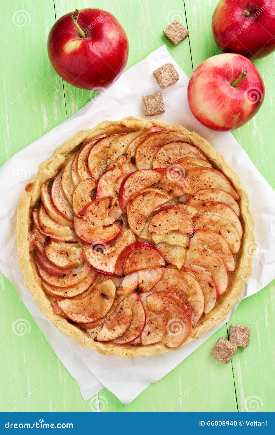 Apple pie, top view stock photo. Image of dish, meal - 66008940