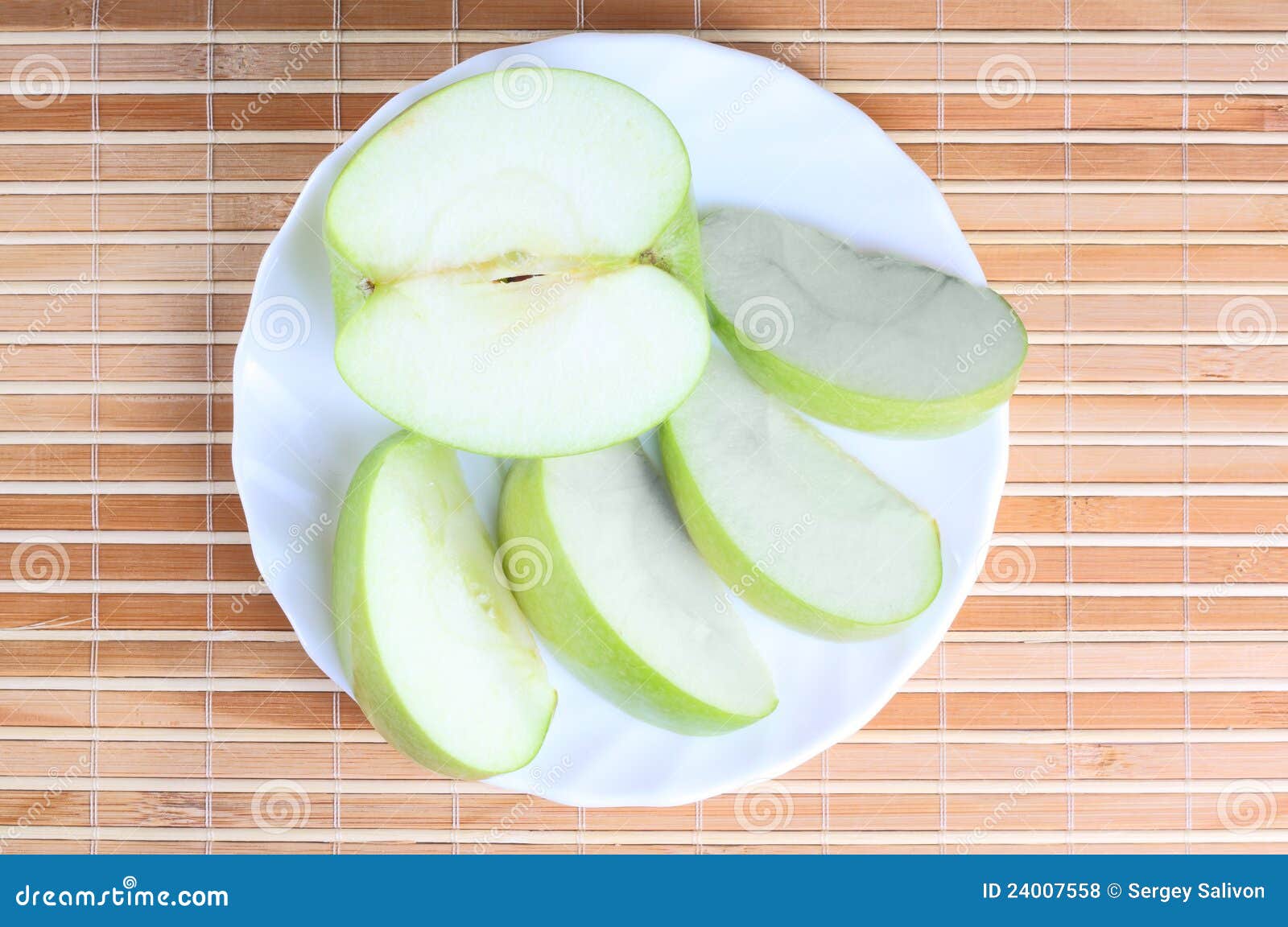 Apple pieces on the plate stock photo. Image of vitamin - 24007558