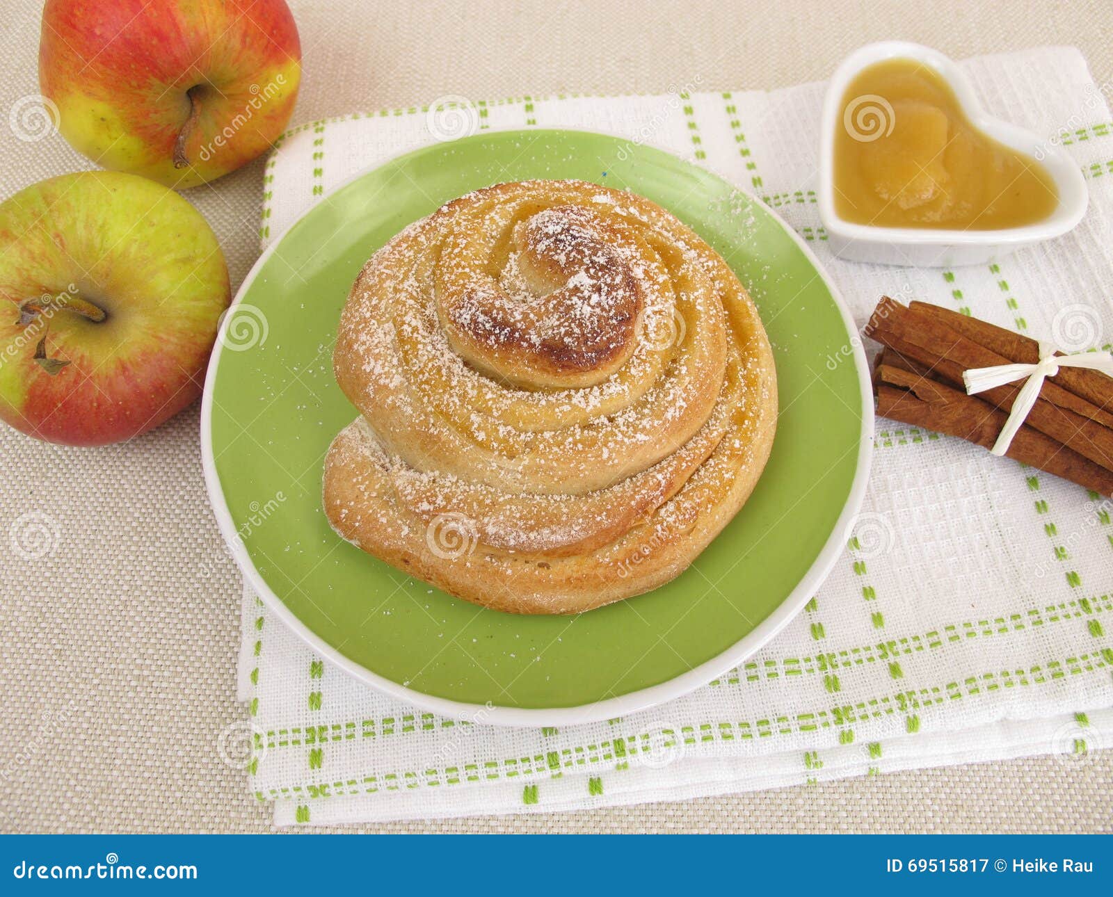 Apple Pinwheel with Icing Sugar Stock Image - Image of cinnamon, yeast ...