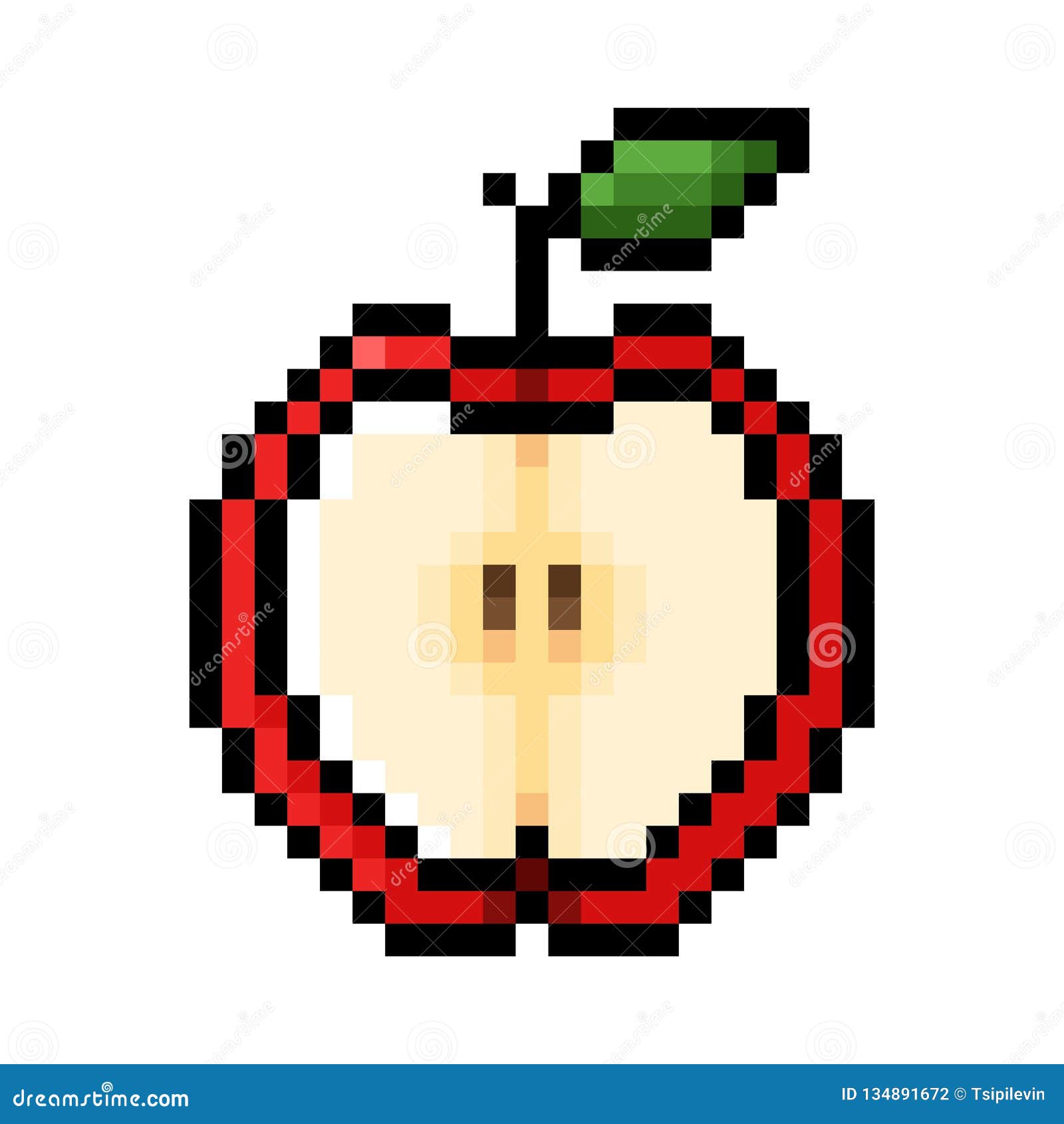 Apple Pixel Art. Pixelated Fruit. 8 Bit Vector Illustration ...