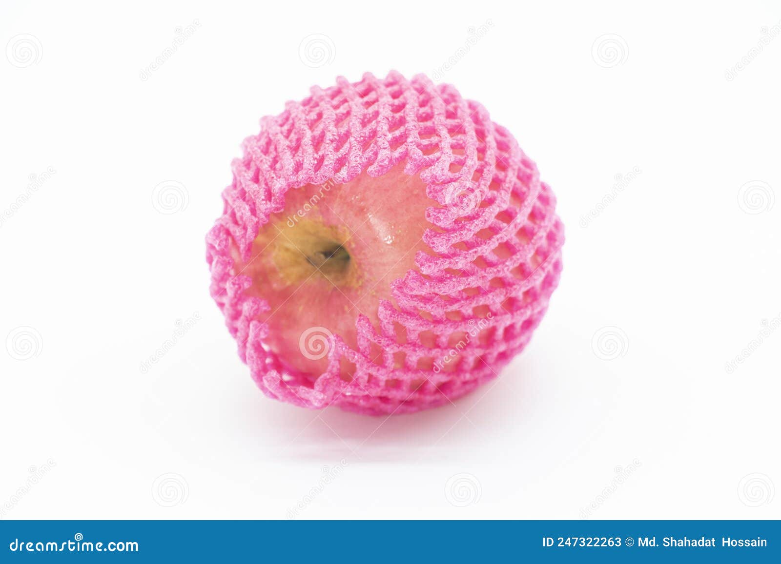 Apple Plastic Foam Mesh Net Isolated on White Background. Packaging ...