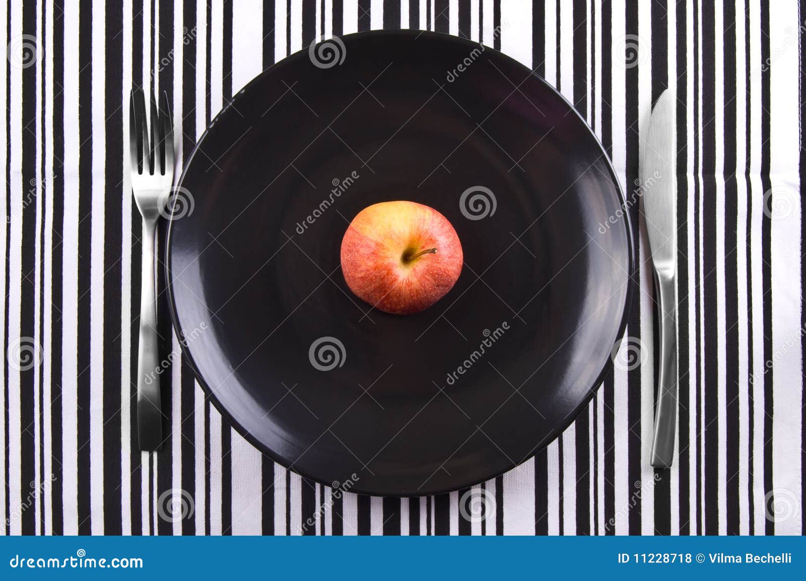 Apple on the plate stock photo. Image of diet, fork, appetizer - 11228718