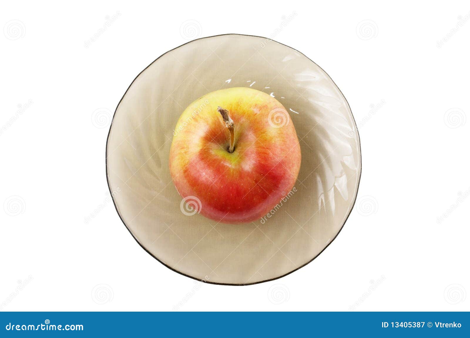 Apple on a Plate (from Above) Stock Image - Image of plate, nature ...