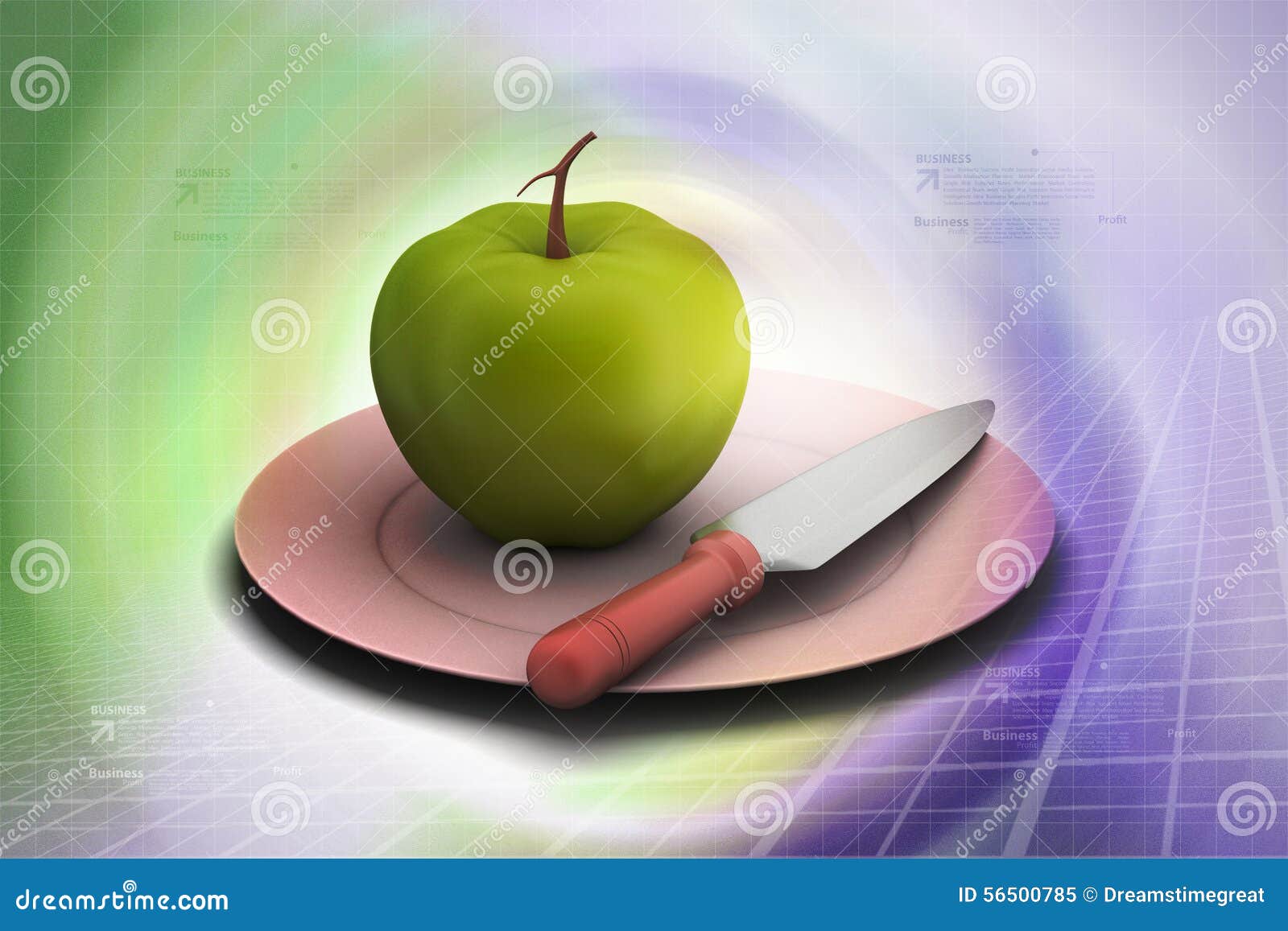 Apple with plate stock illustration. Illustration of serving - 56500785