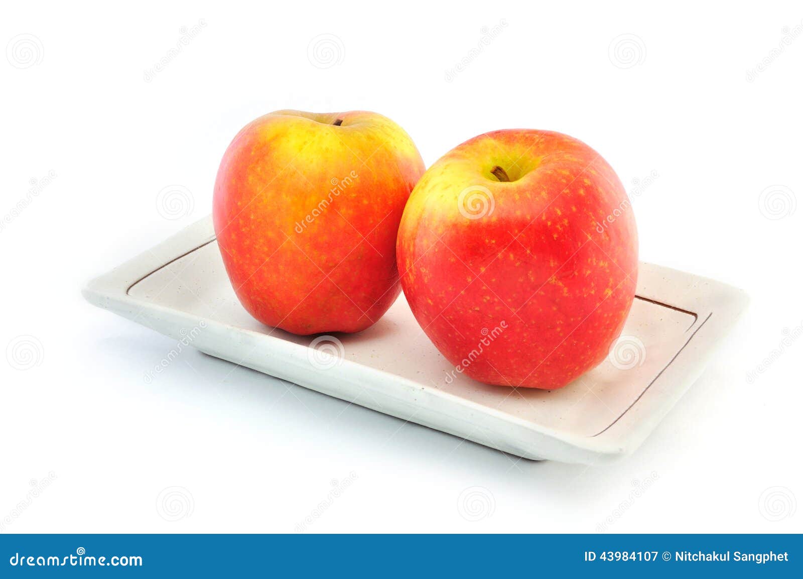 Apple on Plate stock image. Image of color, sweet, food - 43984107