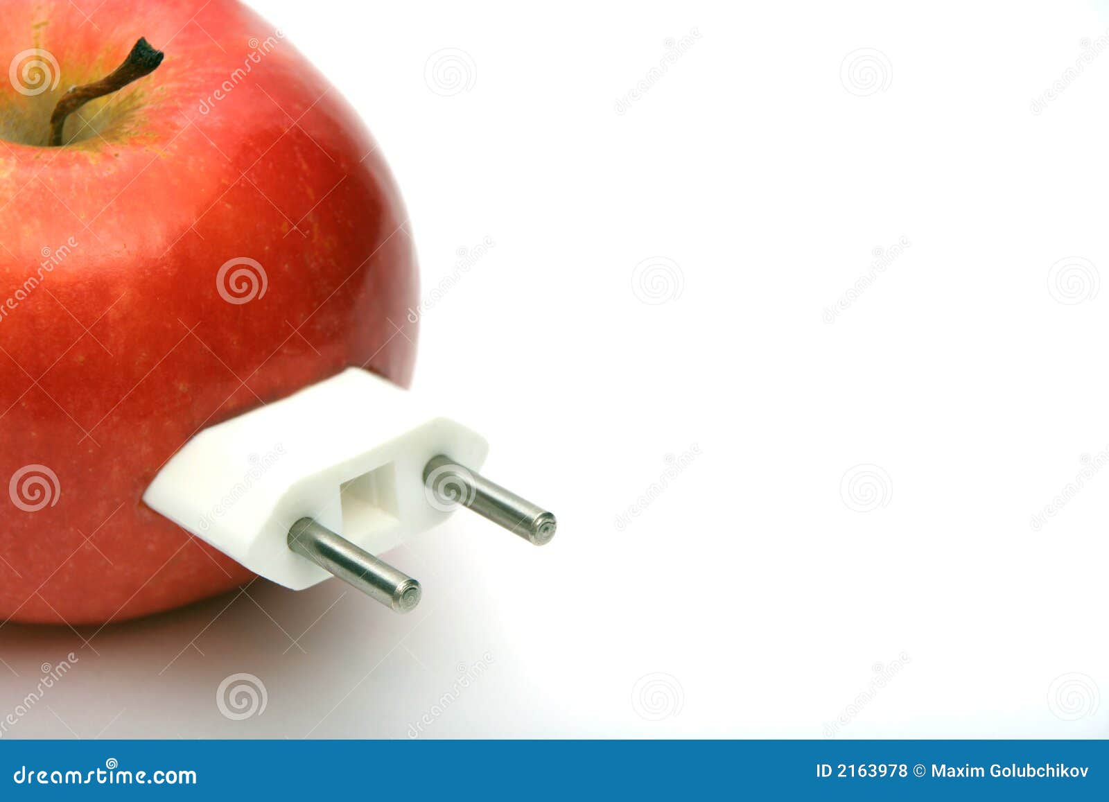 Apple with plug stock photo. Image of connection, breakfast - 2163978