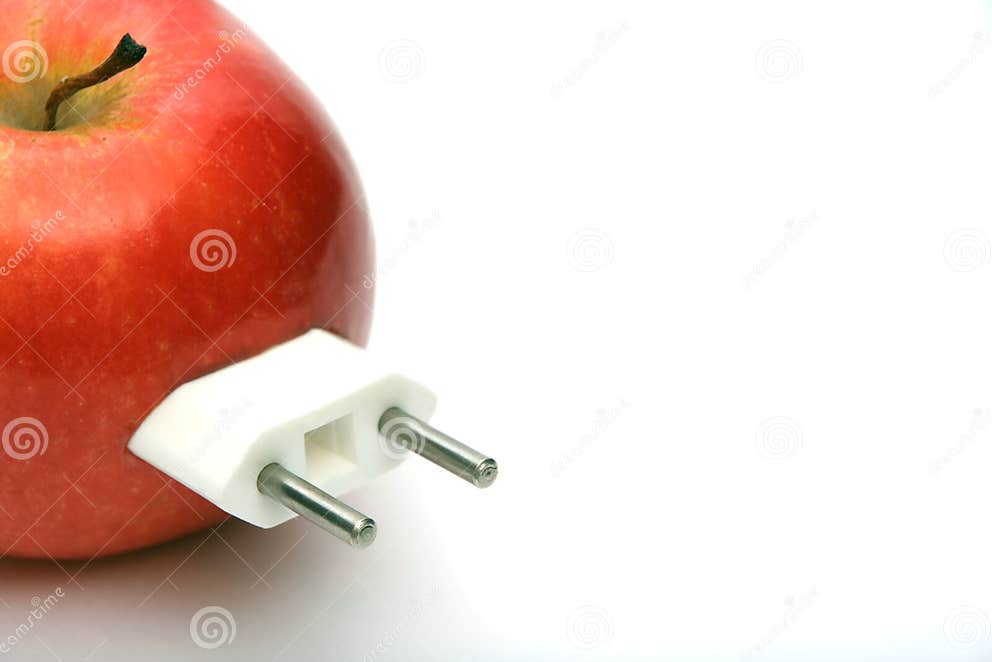 Apple with plug stock photo. Image of connection, breakfast - 2163978