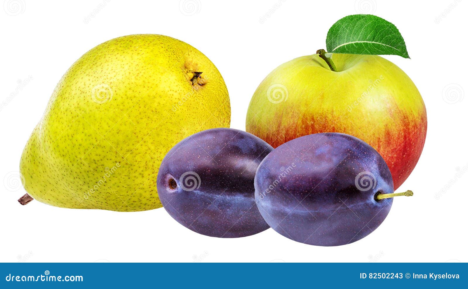 Apple,plums and Pears Isolated on White Stock Image - Image of studio ...