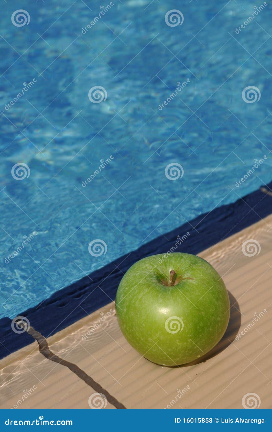 Apple am Pool stockfoto. Bild von nähren, erfolg, grün - 16015858
