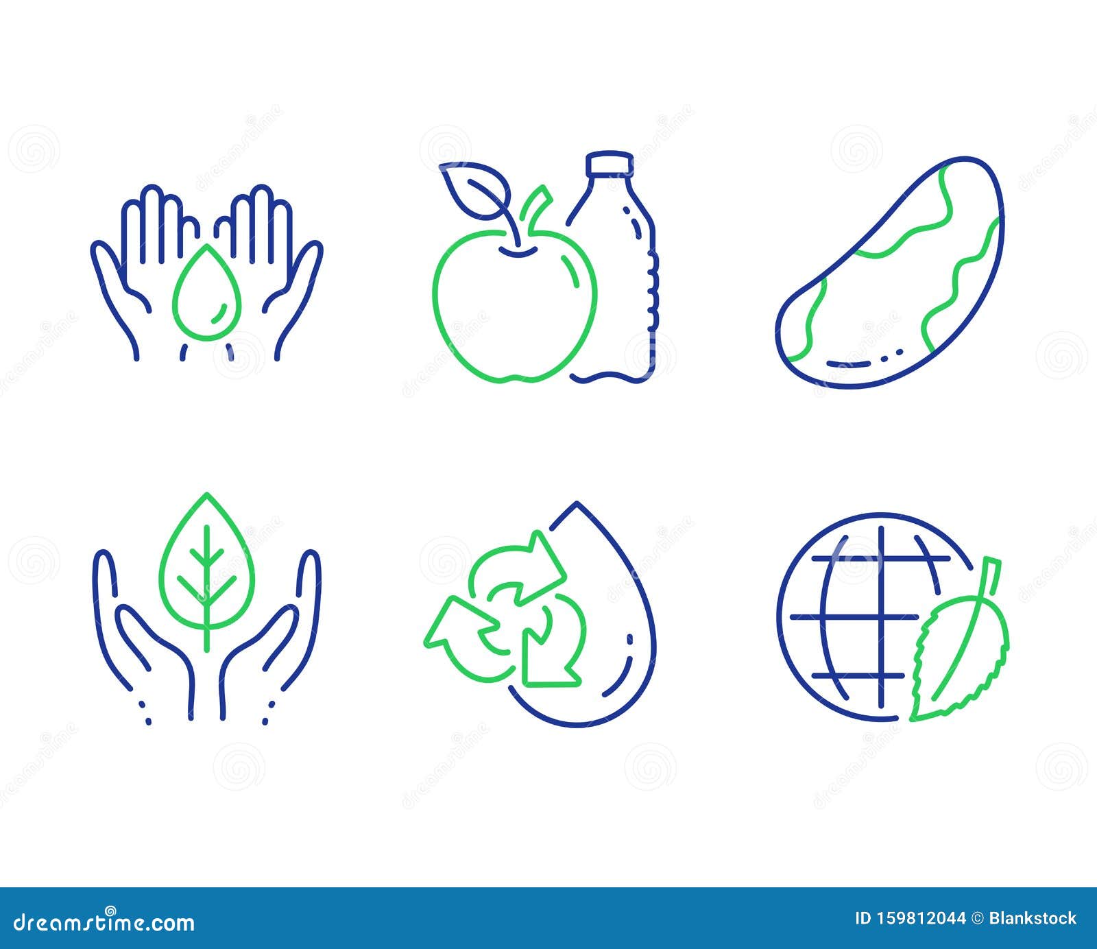 Apple, Recycle Water and Fair Trade Icons Set. Safe Water, Brazil Nut ... Apple, Recycle Water and Fair Trade Icons Set. Safe Water, Brazil Nut ...