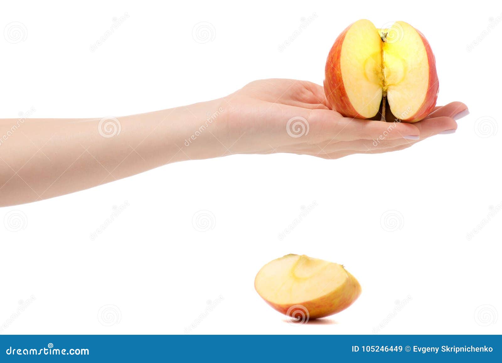 Apple Red Isolation Female Hand Stock Image - Image of nutrition, apple ...