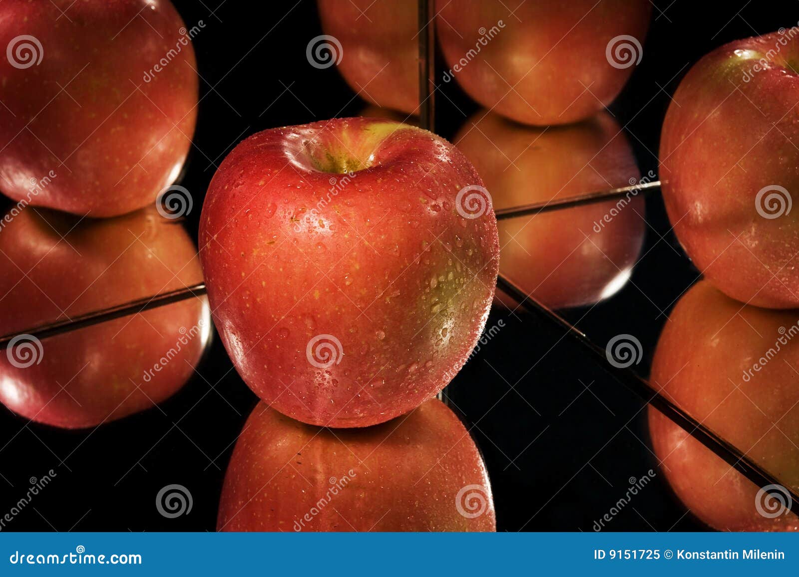 Apple, reflection. stock image. Image of black, water - 9151725