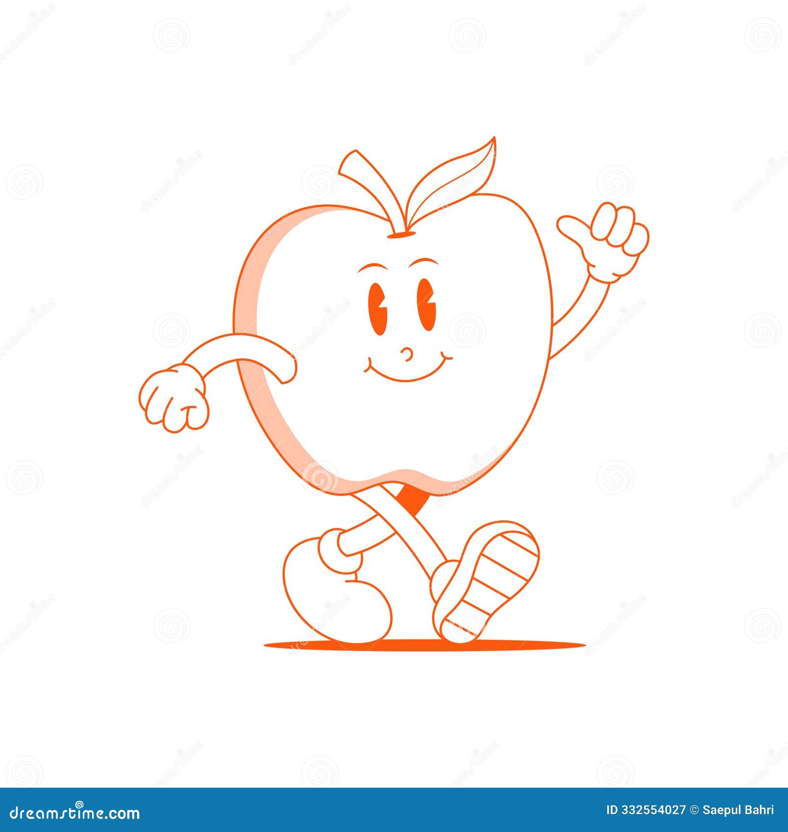 Apple Retro Mascot. Funny Cartoon Character of Apple Stock Vector ...