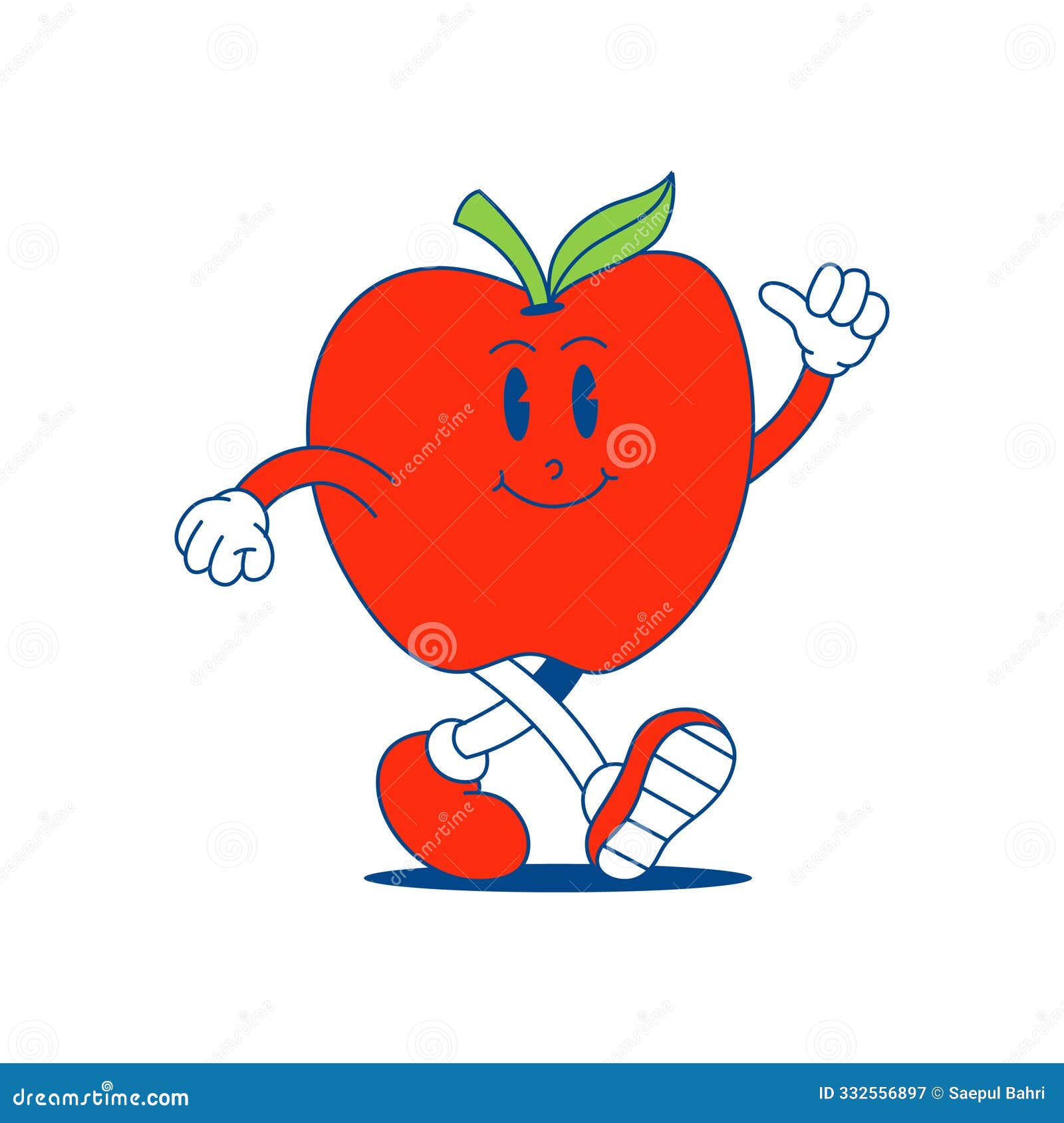 Apple Retro Mascot. Funny Cartoon Character of Apple Stock Illustration ...