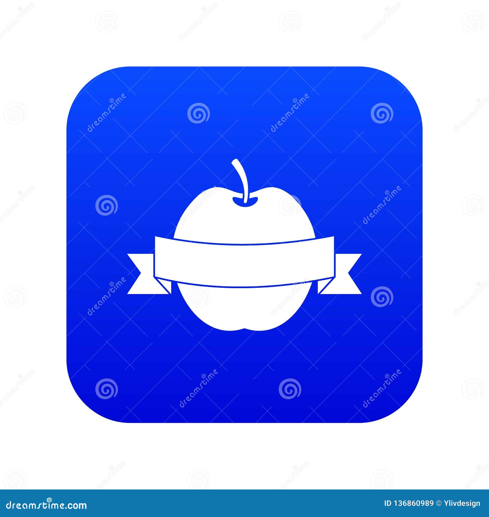 Apple with Ribbon Icon Digital Blue Stock Vector - Illustration of icon ...